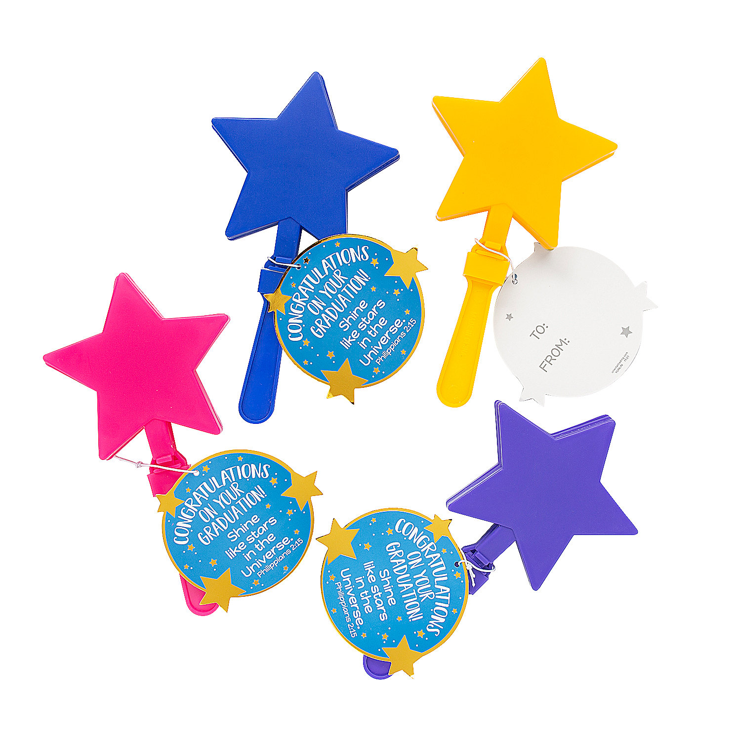 Star-Shaped Clappers with Religious Graduation Card for 12 - Walmart.com