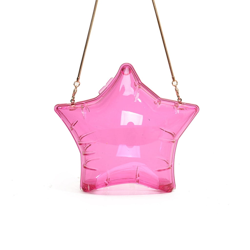Star Shaped PVC Evening Clutch Purse Shoulder Crossbody Bag For Women ...