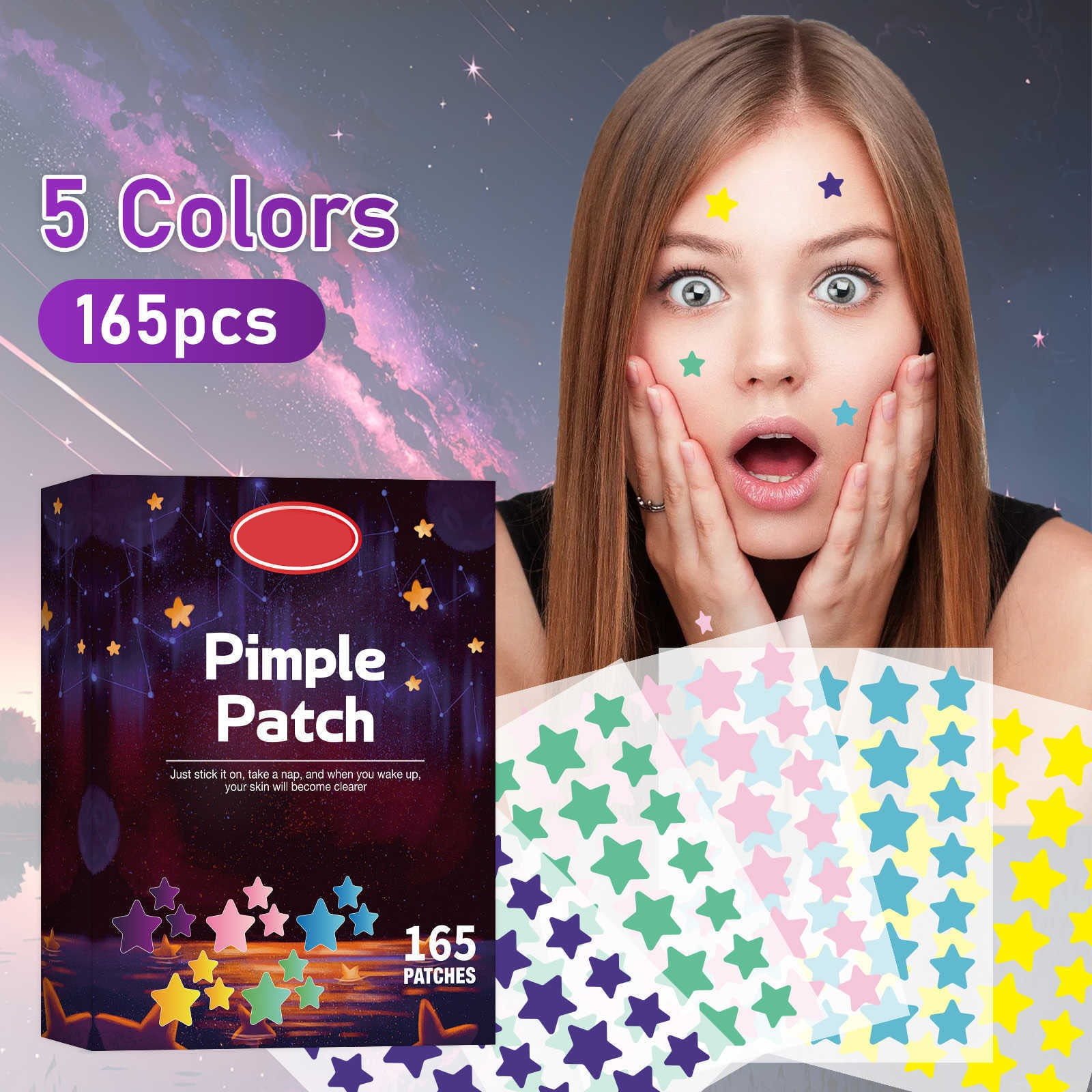 Star-Shaped Pimple Patches 165 Hydrocolloid Stickers for Acne Treatment ...