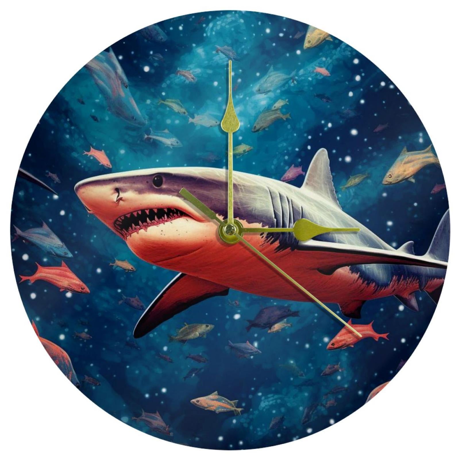 Star Shark 9.8 Inches Round Acrylic Wall Clock - Silent Non Ticking ...