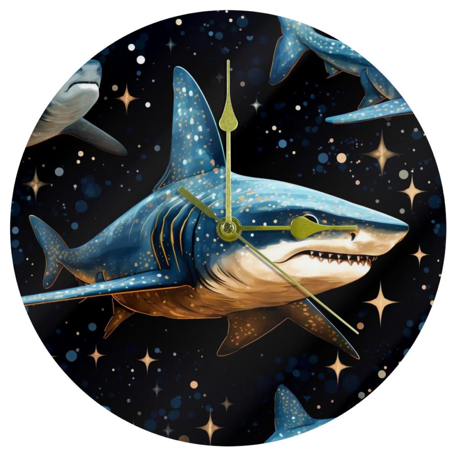 Star Shark Circular Acrylic Wall Clock – Contemporary Design, Silent ...