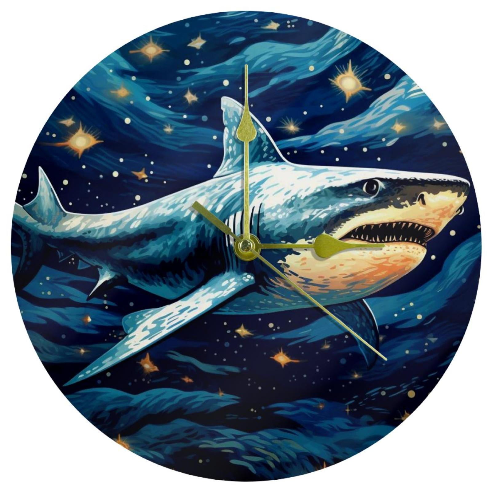 Star Shark Circular Acrylic Wall Clock - Contemporary Design with ...