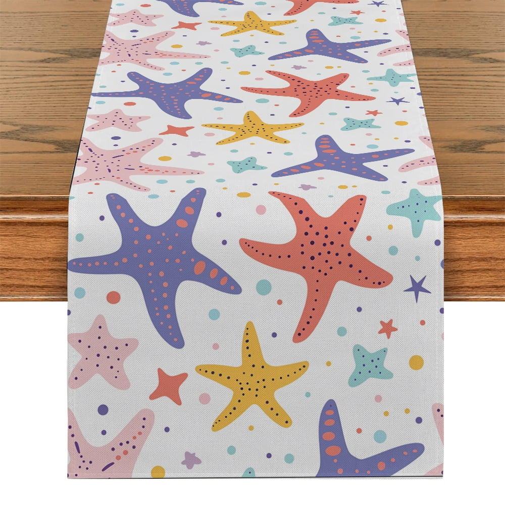 Star Shell Table Runners Kitchen Table r Farmhouse Washable Dining ...