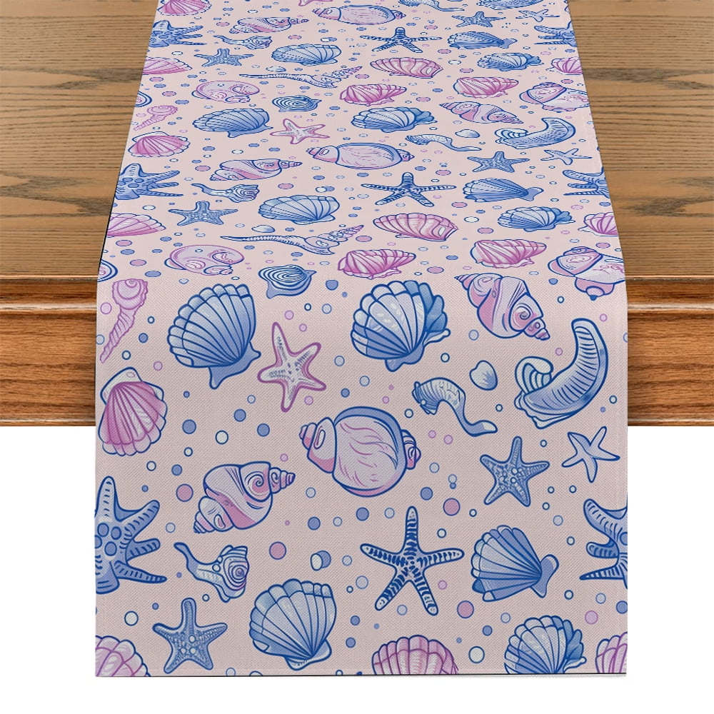 Star Shell Table Runners Kitchen Table r Farmhouse Washable Dining ...