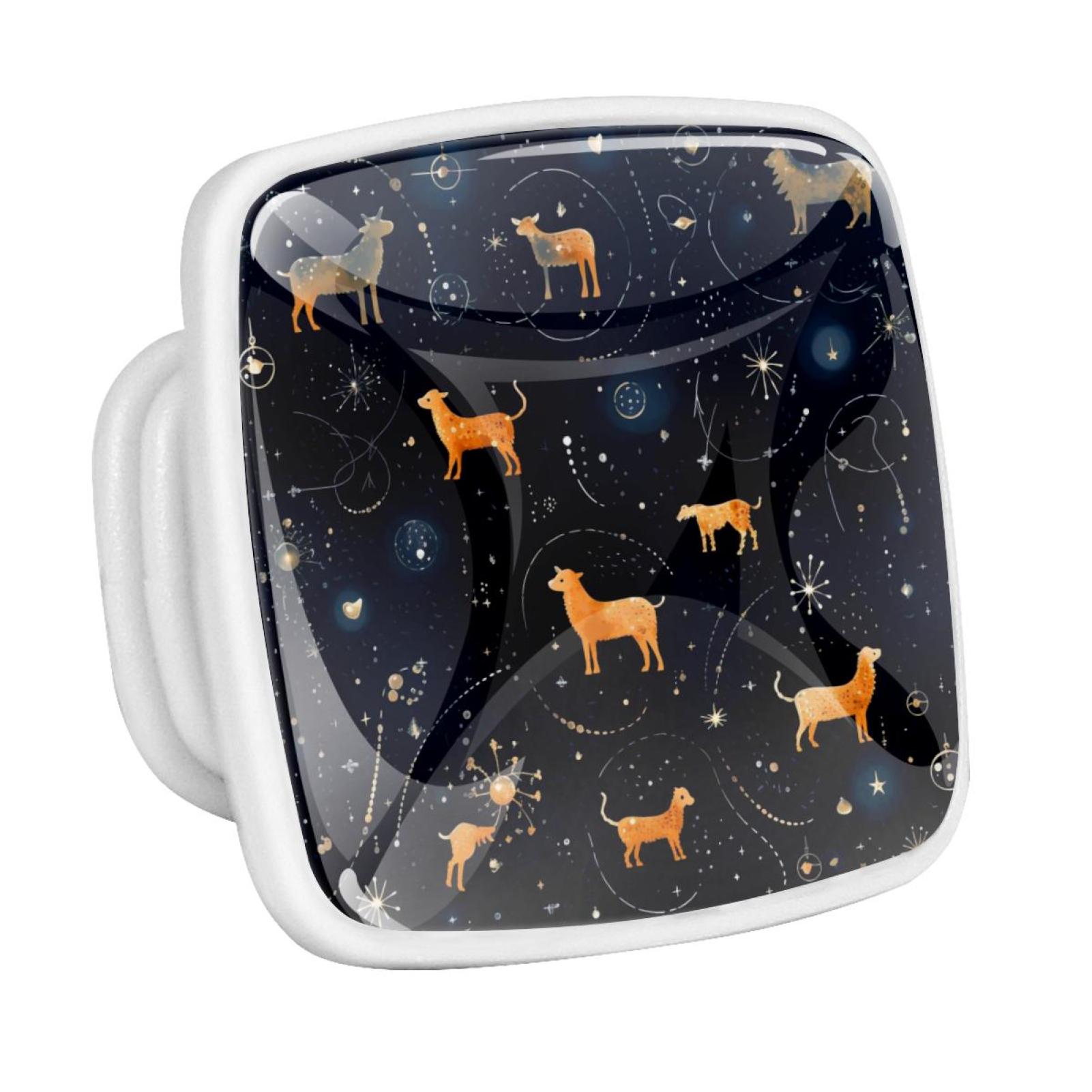 Star Sign Fluorescent Drawer Pulls with Screws Square 4-Pack Glow Dark ...