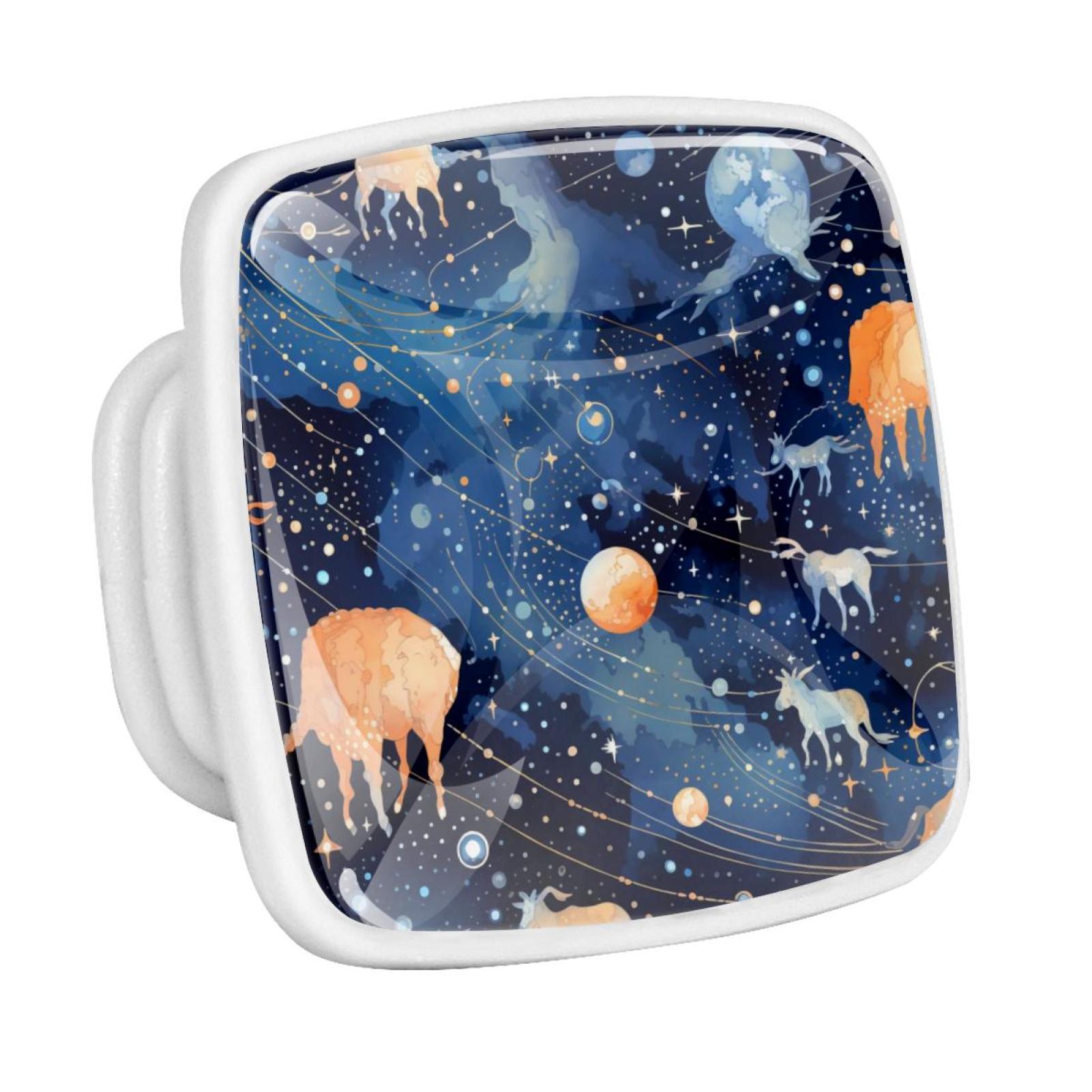 Star Sign Fluorescent Drawer Pulls with Screws Square 4-Pack Glow Dark ...