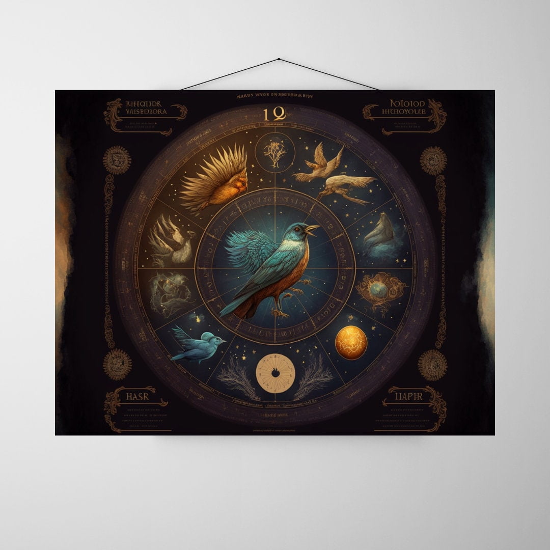 Star Sign Sparrow - Astrology Bird Canvas Wall Art - Walmart.com
