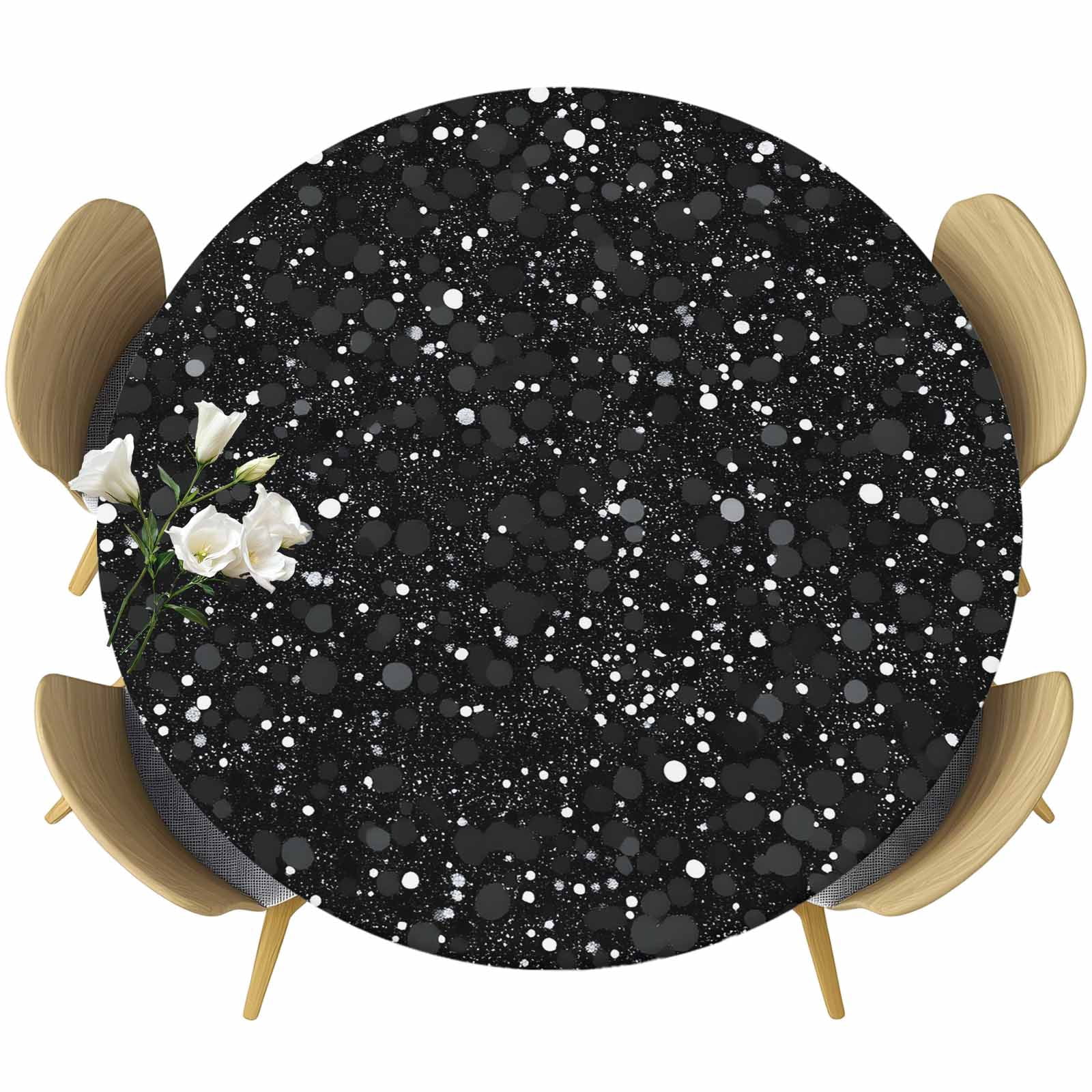Star Sky Round Tablecloth, Fitted Table Cover with Elastic for 55"-60 ...