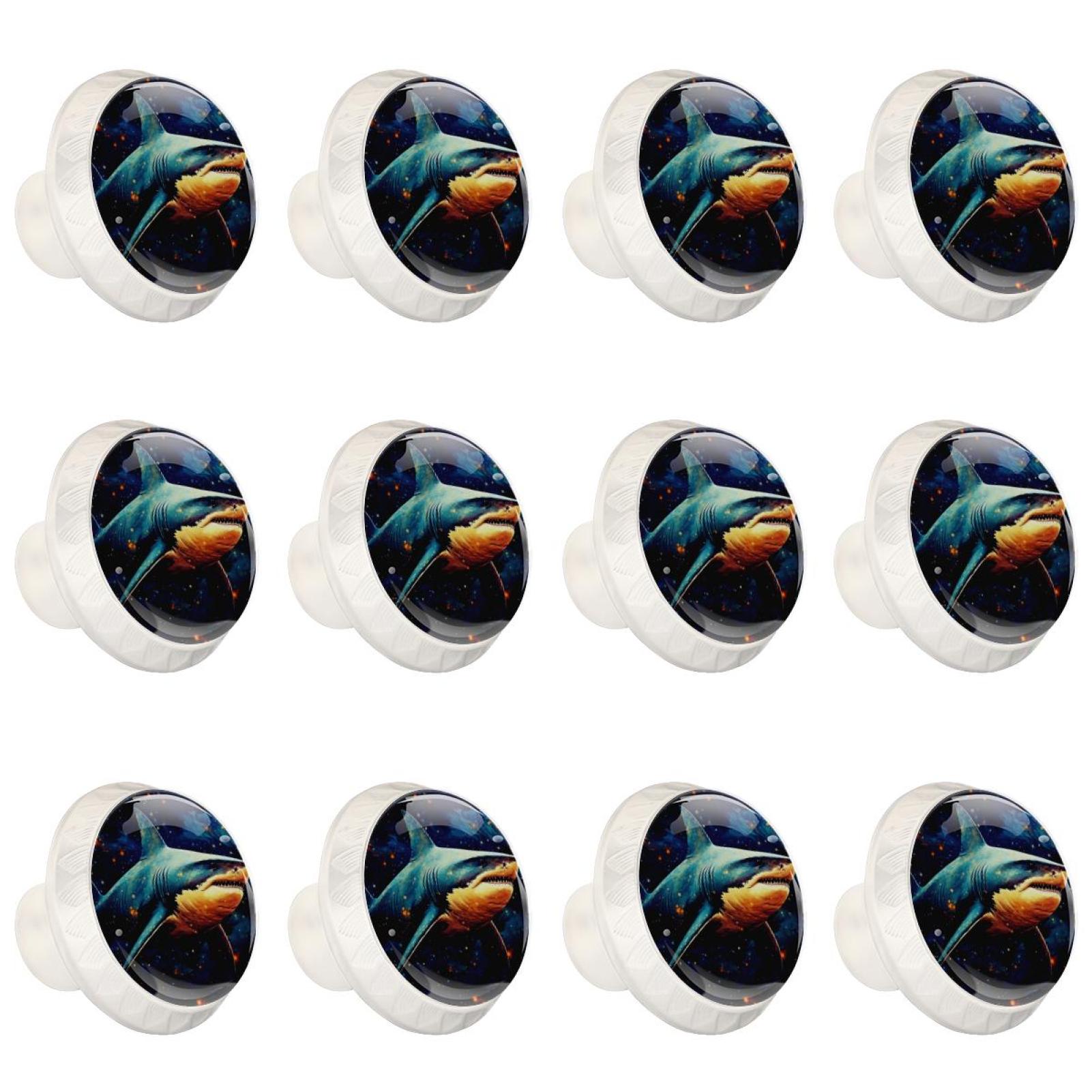 Star Sky Shark 12 Pcs White Round Drawer Pulls with Screws,ABS and Glass Cabinet Handles for ...