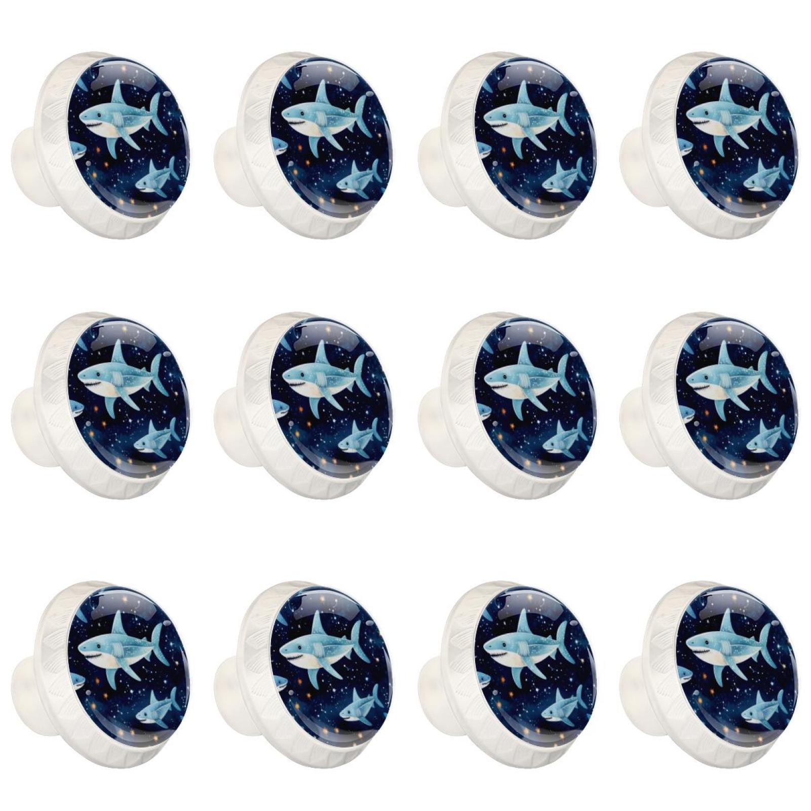 Star Sky Shark 12 Pcs White Round Drawer Pulls with Screws,ABS and Glass Cabinet Handles for ...