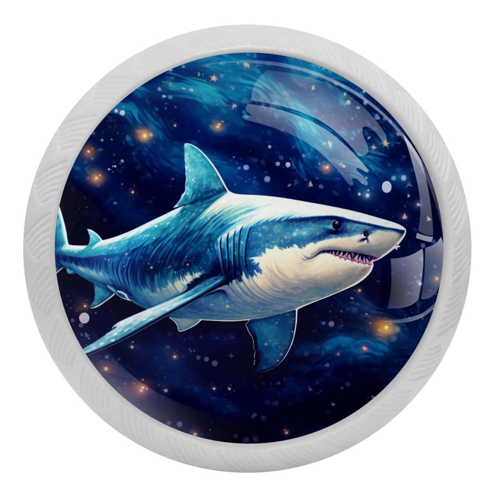 Star Sky Shark Pattern 4PCS Cabinet Knobs Pulls Fluorescent Drawer ...