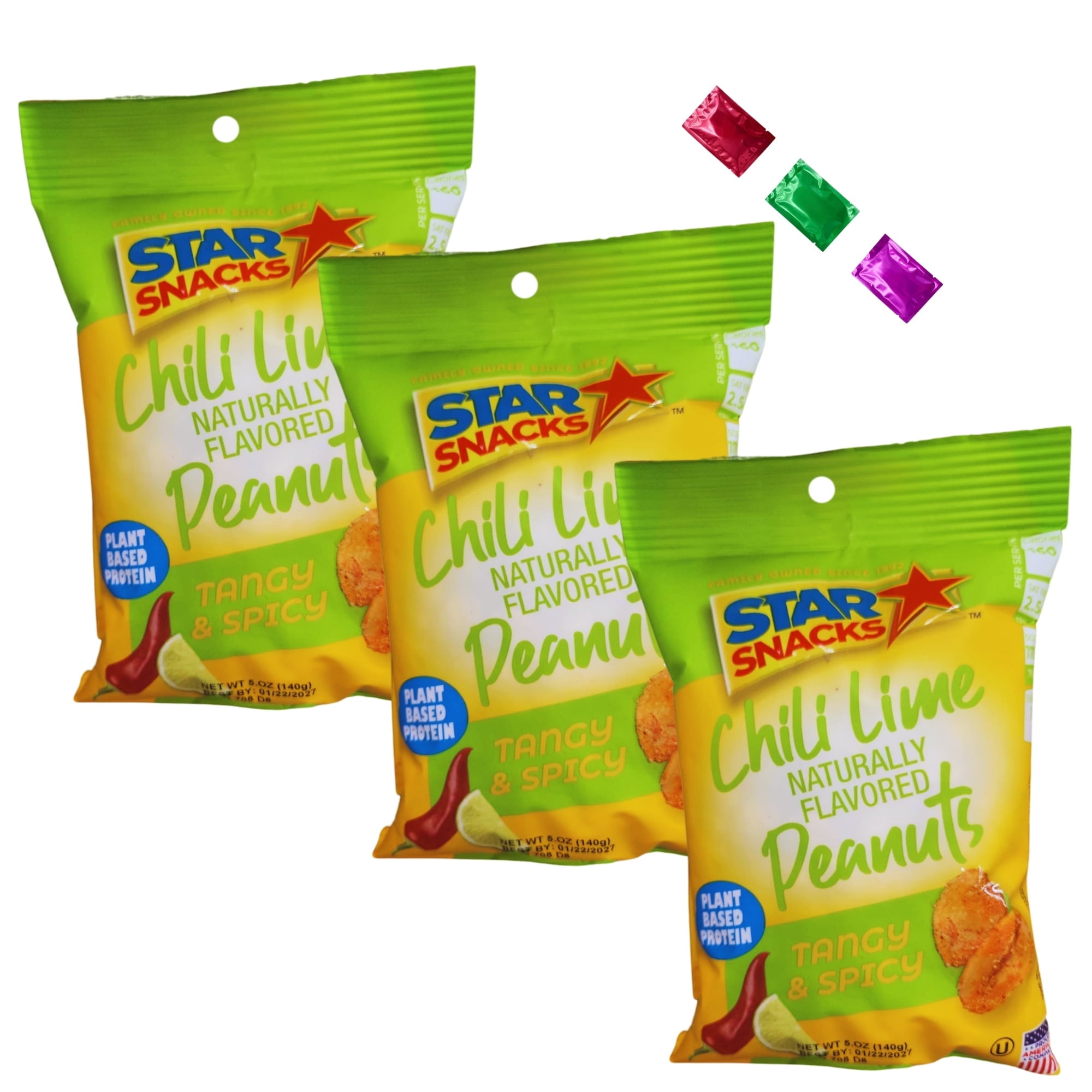 Star Snacks Chili Lime Peanuts 5 Oz Pack of 3, Spicy & Tangy Roasted ...