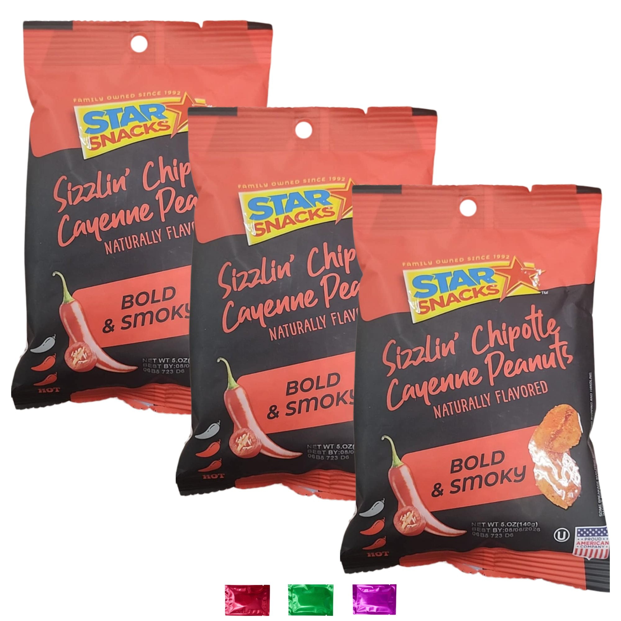 Star Snacks Sizzlin' Chipotle Cayenne Peanuts 5 Oz 3 Pack, Bold and ...