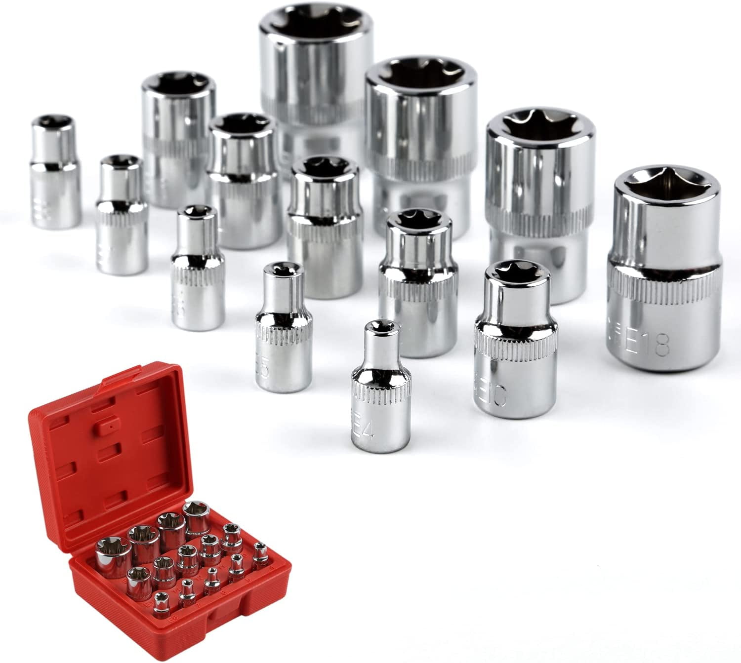 Star Sockets, 14 Female E-Torx Star Sockets Cr-V Steel Star-Shaped Torx ...