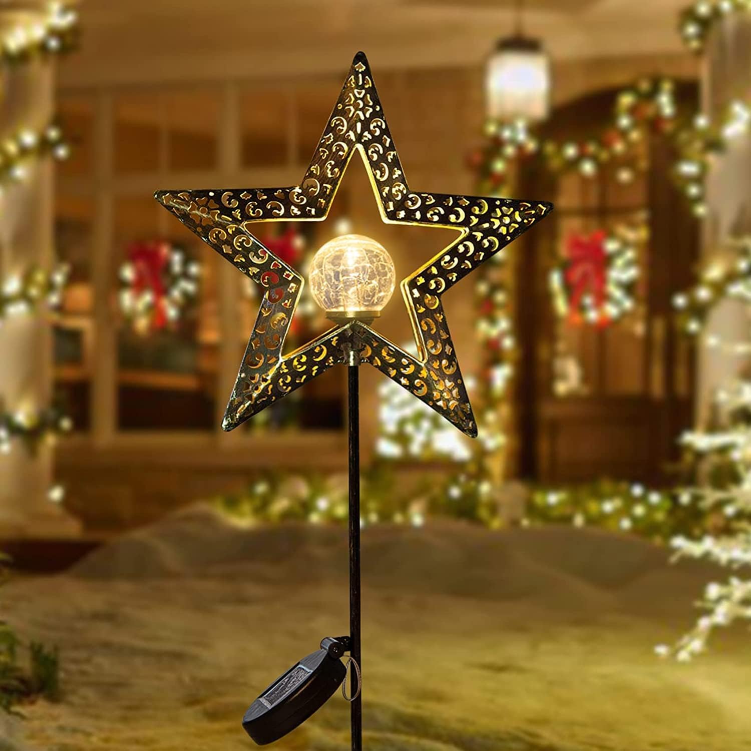 Star Solar Lights Garden Outdoor Decor Waterproof Metal Solar Stakes ...