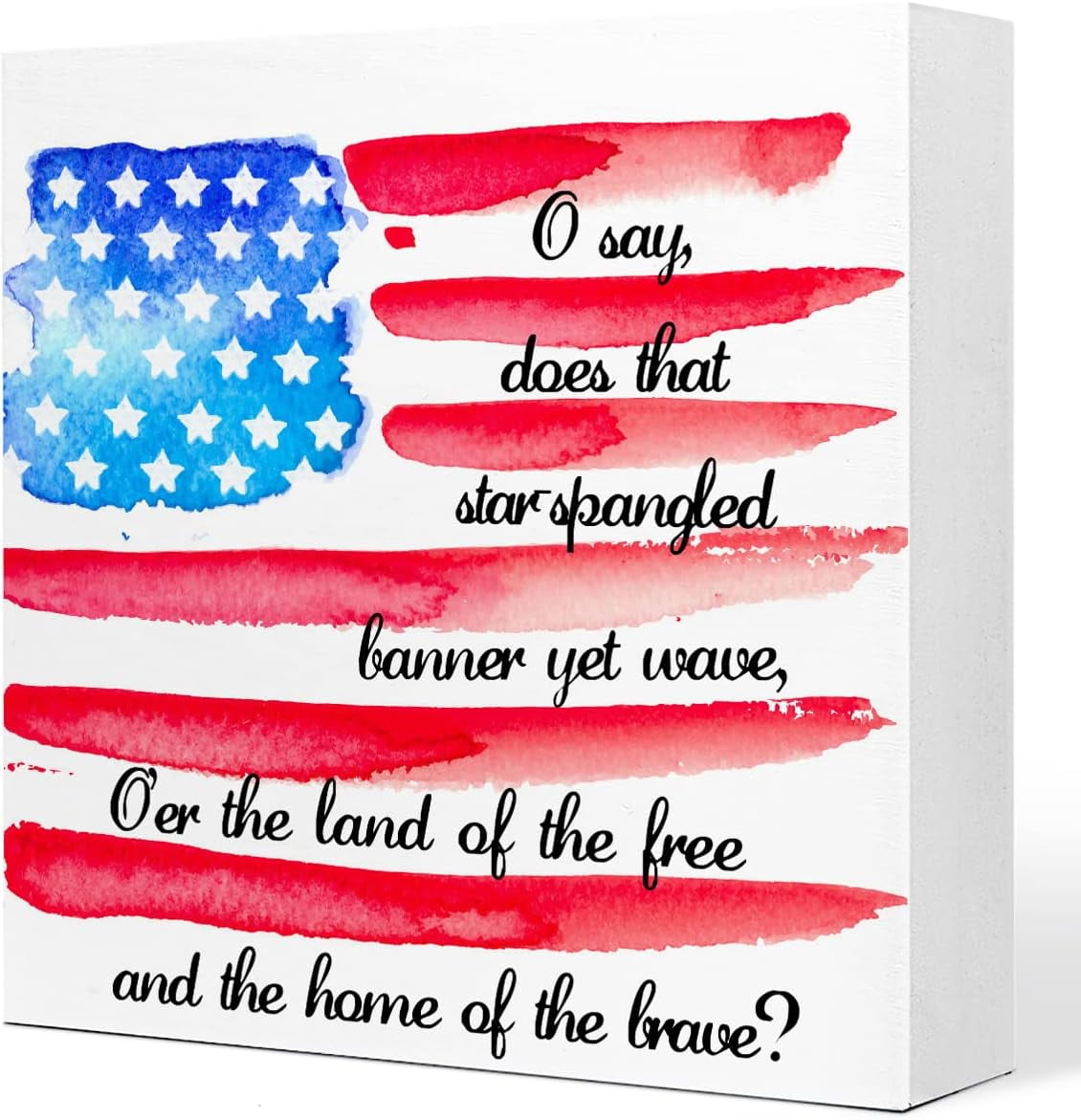 Star Spangled Banner Wooden Box Sign Desk Decor,Independence Day Wooden ...