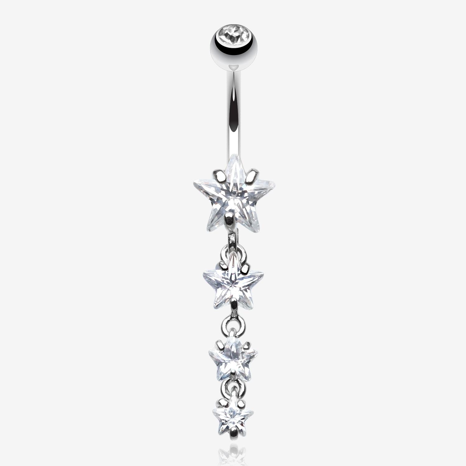 Star Spangled Belly Button Ring-Clear Gem - Walmart.com