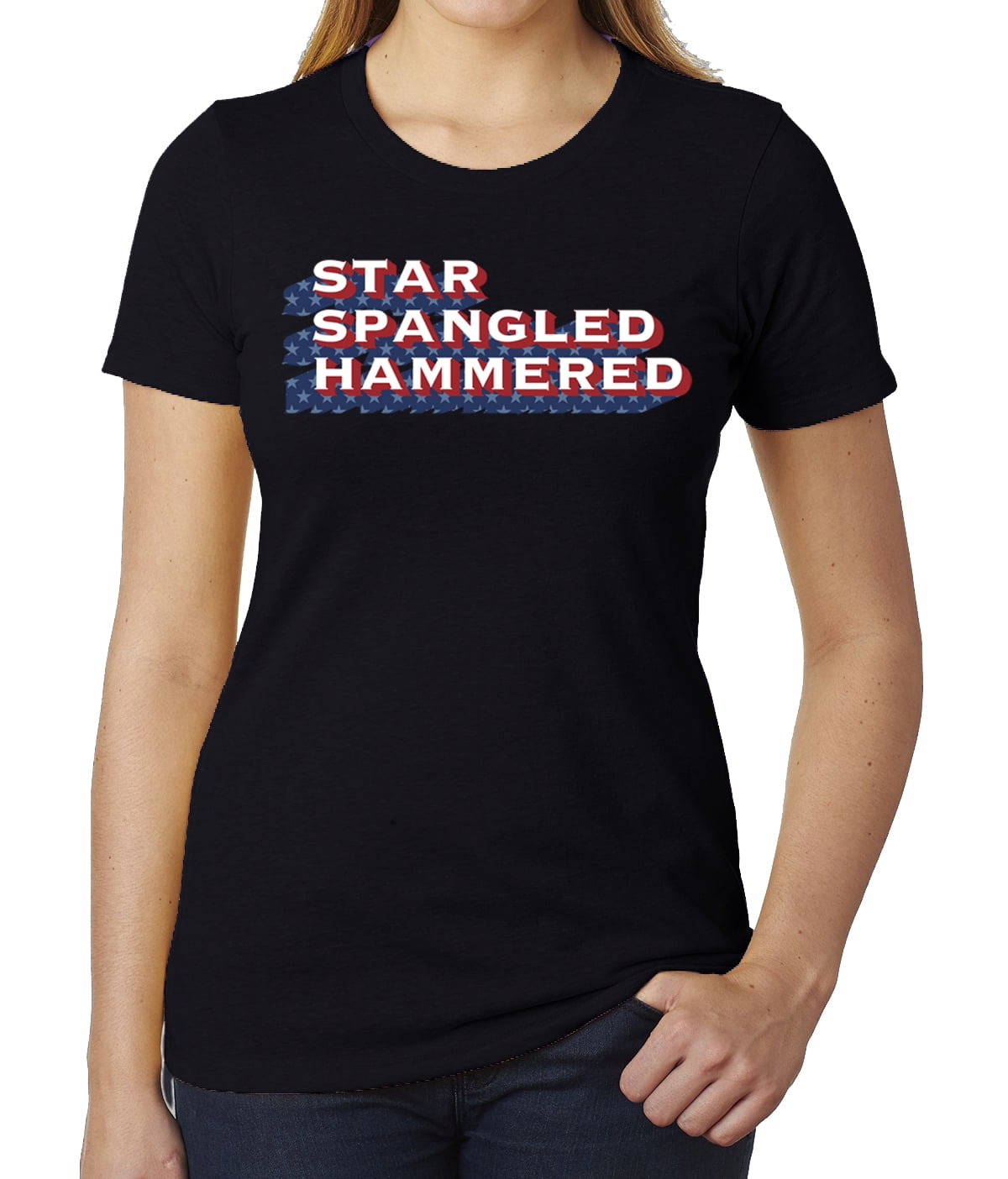 Star Spangled Hammered Funny 4th of July T-shirts, Woman's Graphic Tees ...
