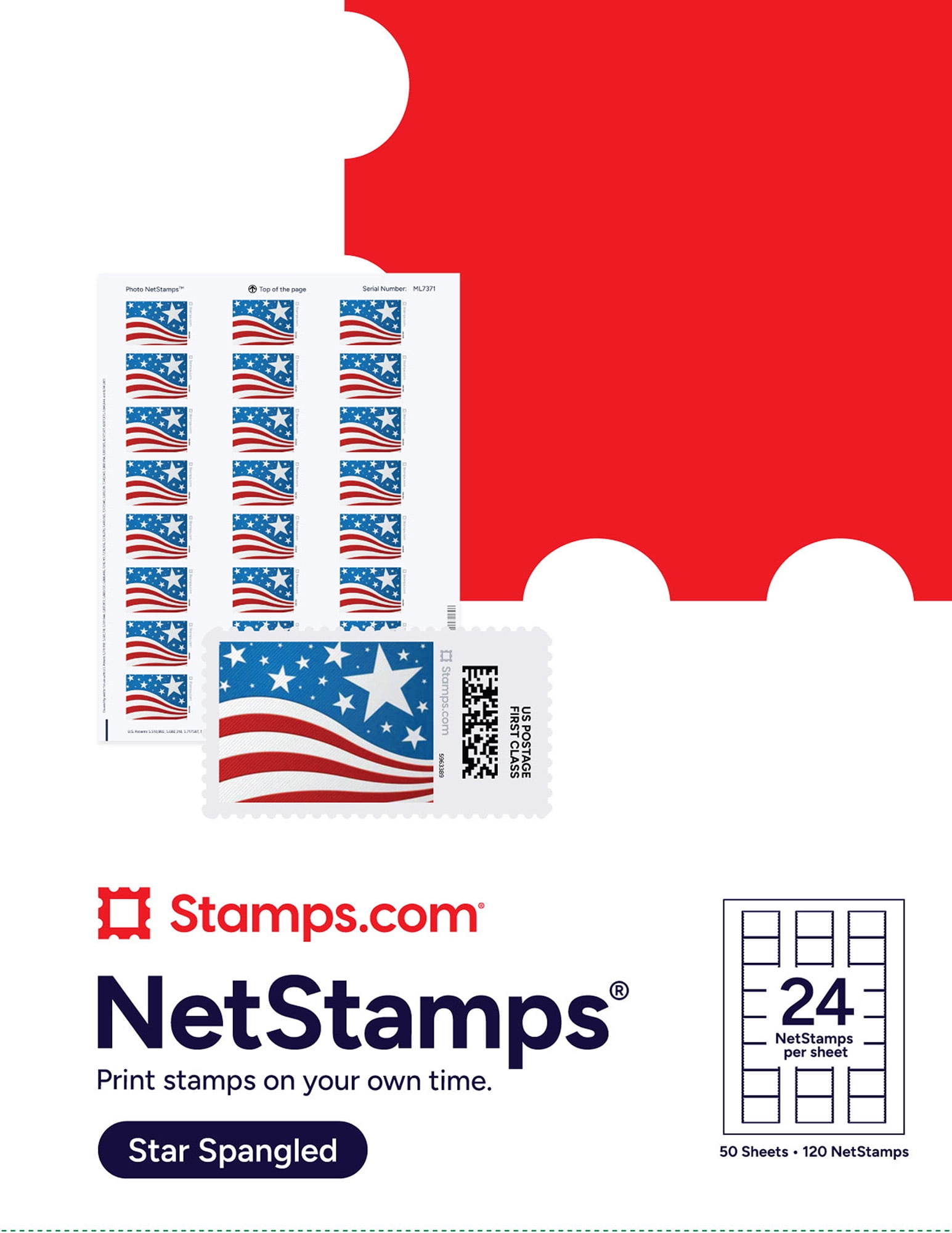 Star Spangled NetStamps 1200 ct - Blank Postage Labels - NOT Forever ...