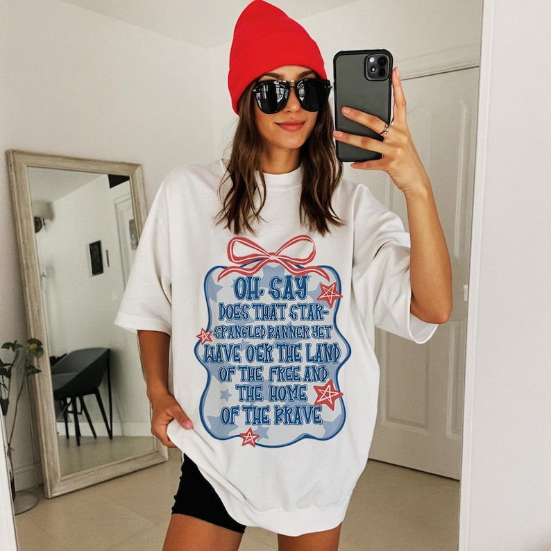 Star Spangled T-shirt, Oh Say Can You See, Patriotic Quote, Retro USA ...
