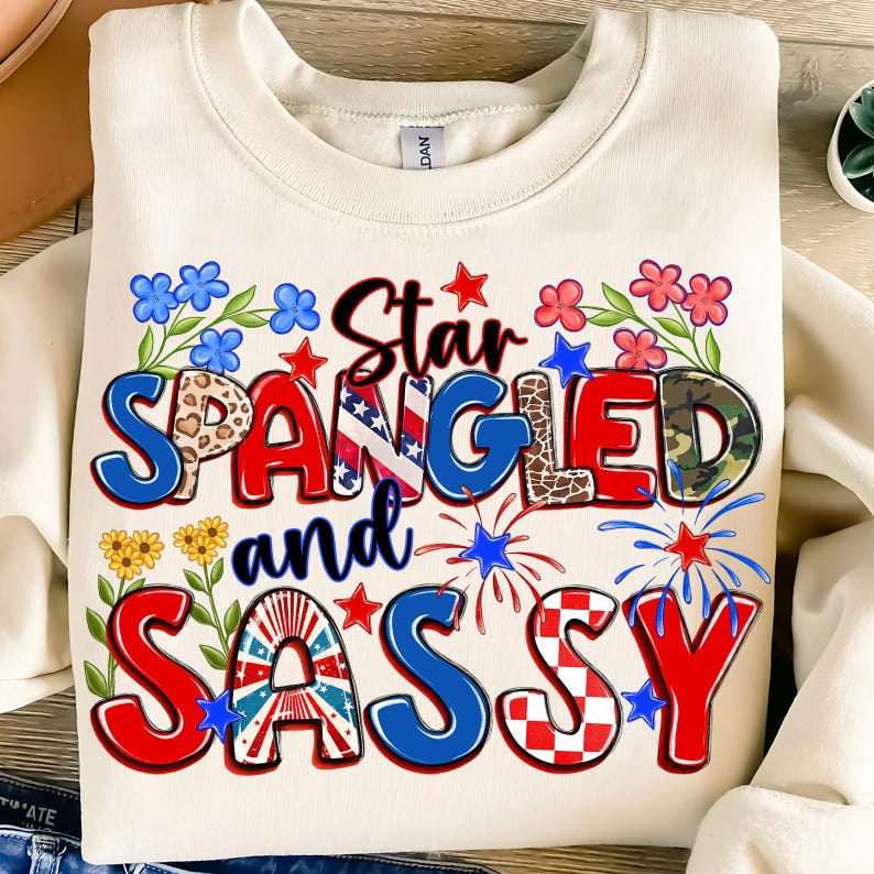 Star Spangled and Sassy Sweatshirt – Patriotic Red White and Blue ...