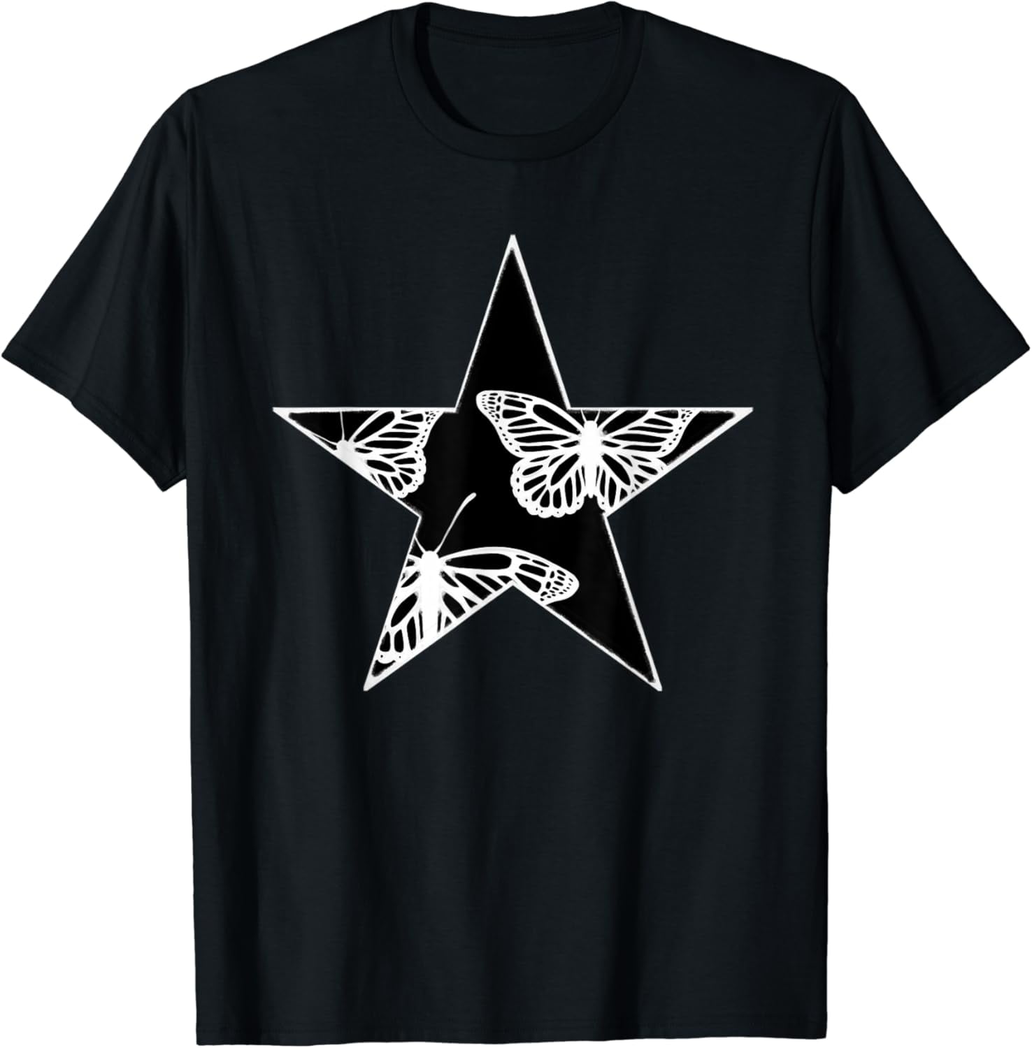Star Stencil Graffiti Art Emo Egirl Goth Grunge Butterflies T-Shirt ...