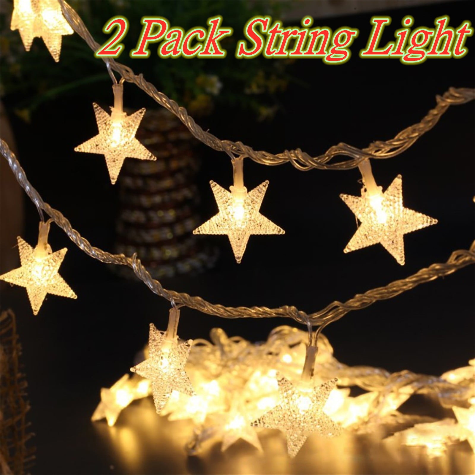 Star String Lights 2 Pack 20 Ft 40 LED Star Lights Ramadan Decorations ...