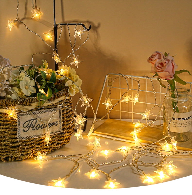 Star String Lights, 9.8ft 20 LED Twinkle Little Star Light Warm White ...