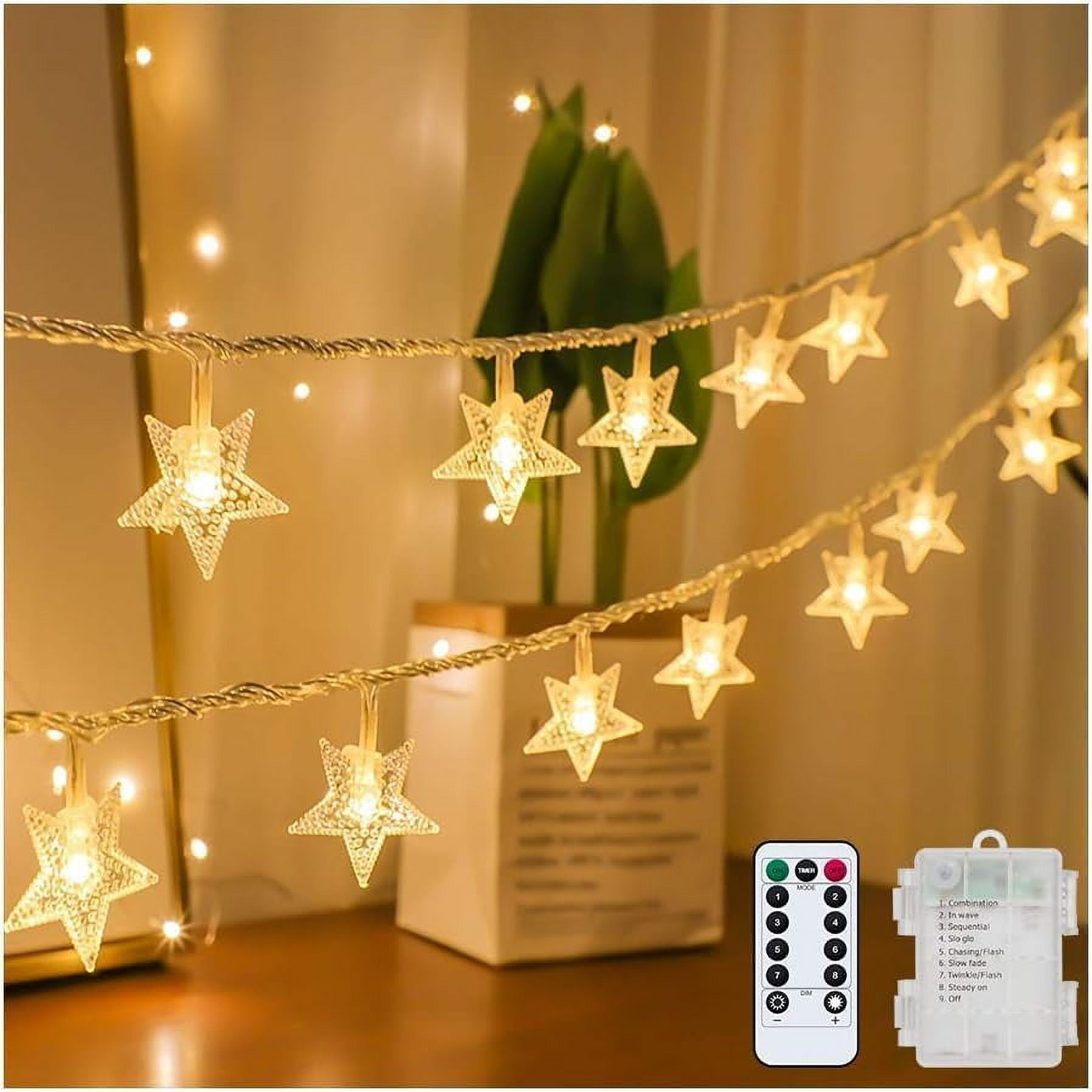 Star String Lights Battery Operated - 17 ft 50 LED Star Fairy String ...