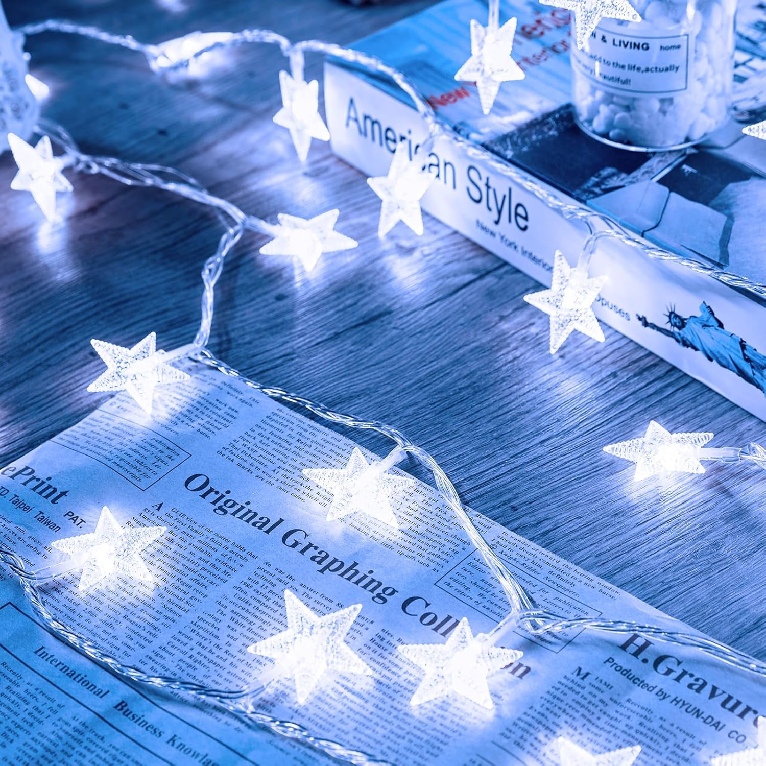 Star String Lights Battery Operated - LED Star Fairy String Lights with ...