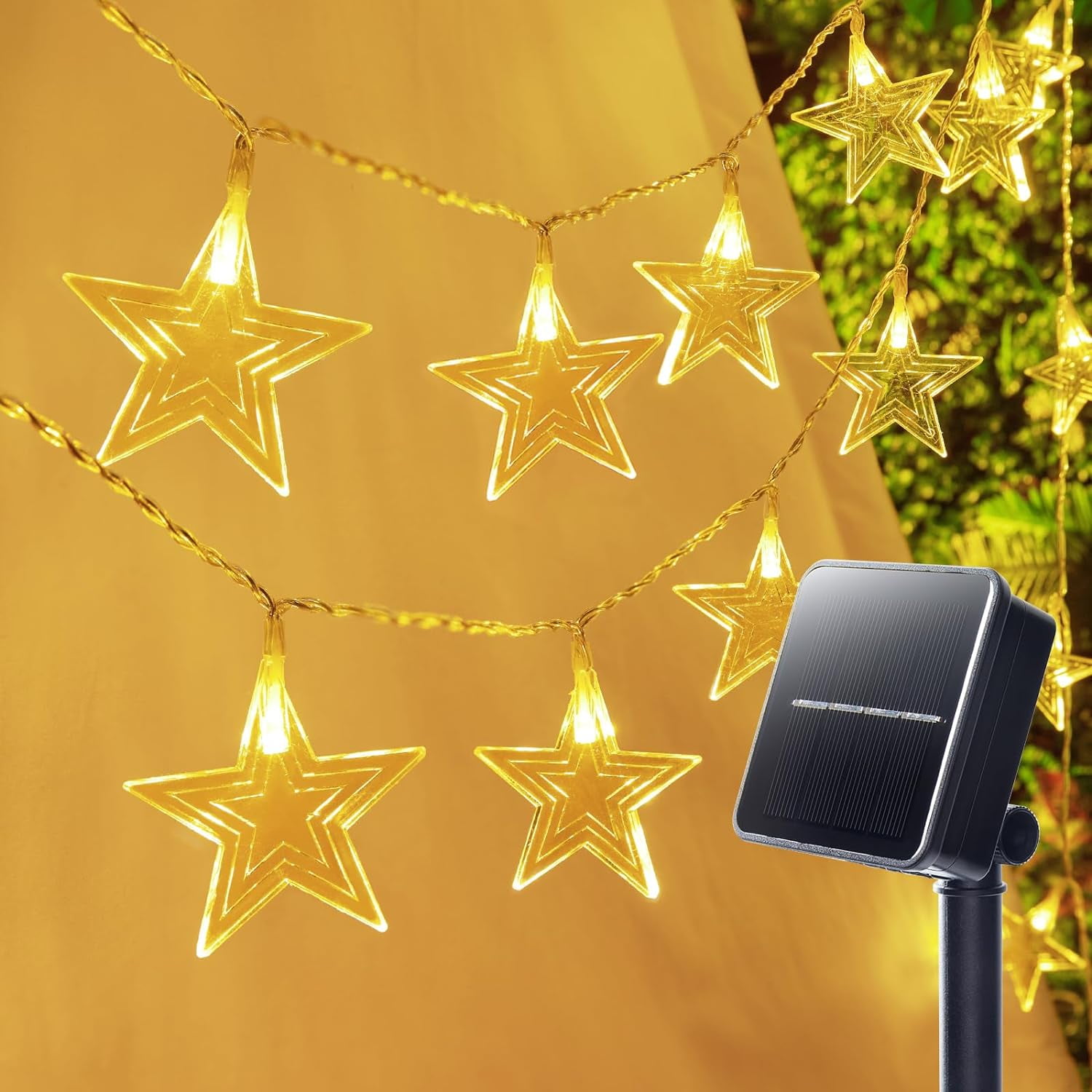 Star String Lights Solar Powered - 25 ft 50 LED Big Star Lights with 8 ...