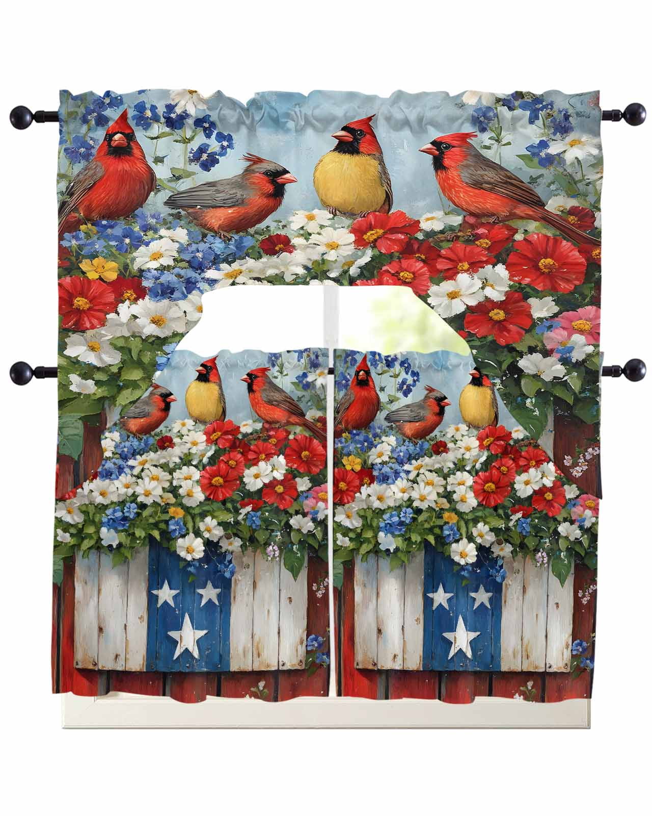 Star Stripe Flag Kitchen Curtains Swag Valance and Tier Curtains Set 36 ...