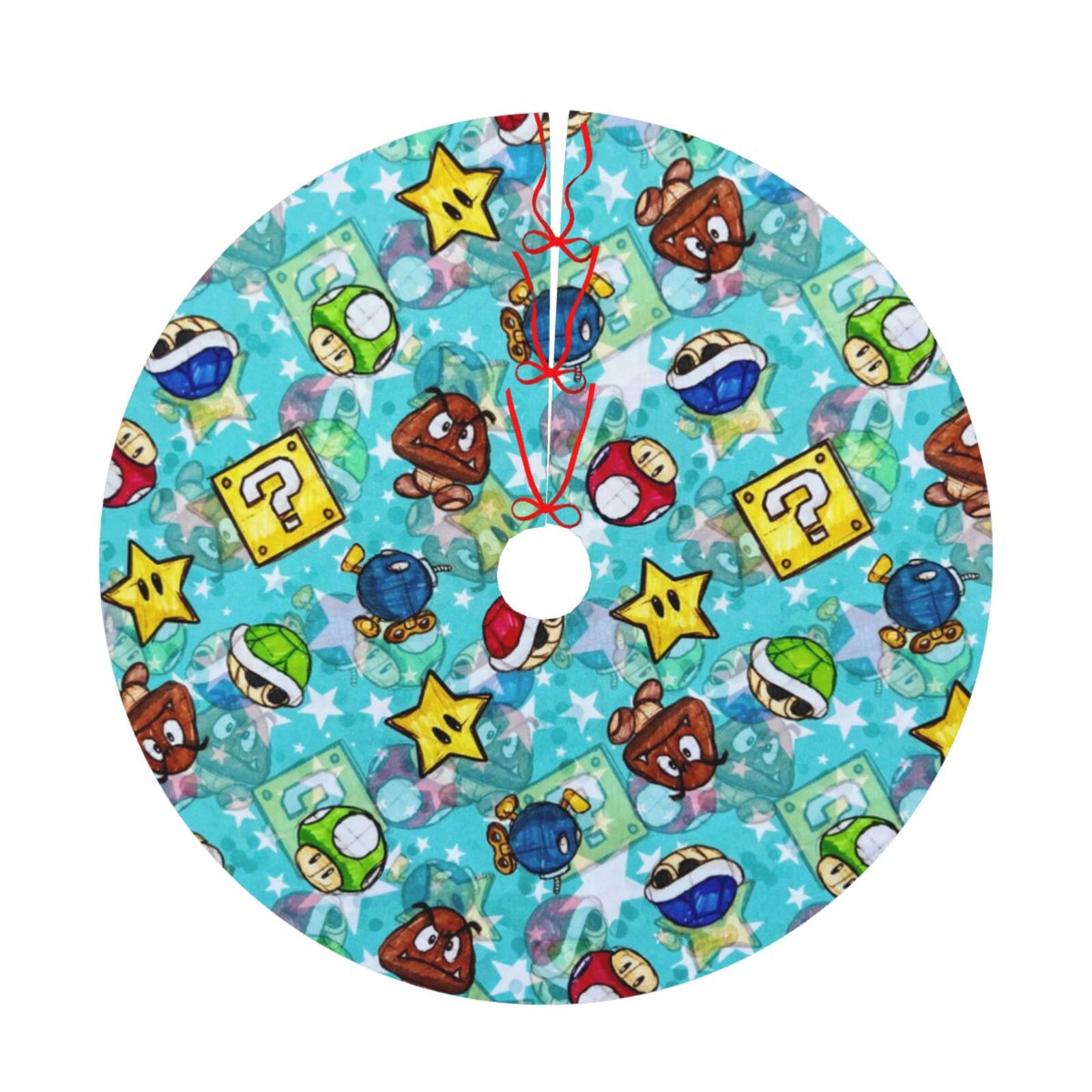 Star Super-Mario Luigi Mushroom Goomba Christmas Tree Skirt 30 Inch ...