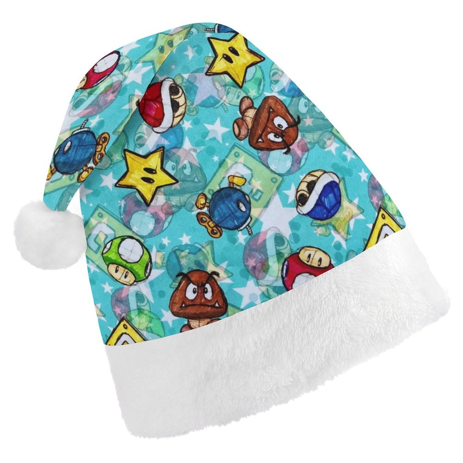 Star Super-Mario Luigi Mushroom Goomba Santa Hat,Star Super-Mario Luigi ...