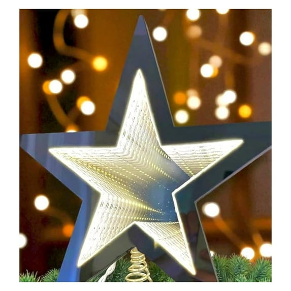Star Tree Topper 10 Inch, Infinity Mirror Christmas Decoration LED ...
