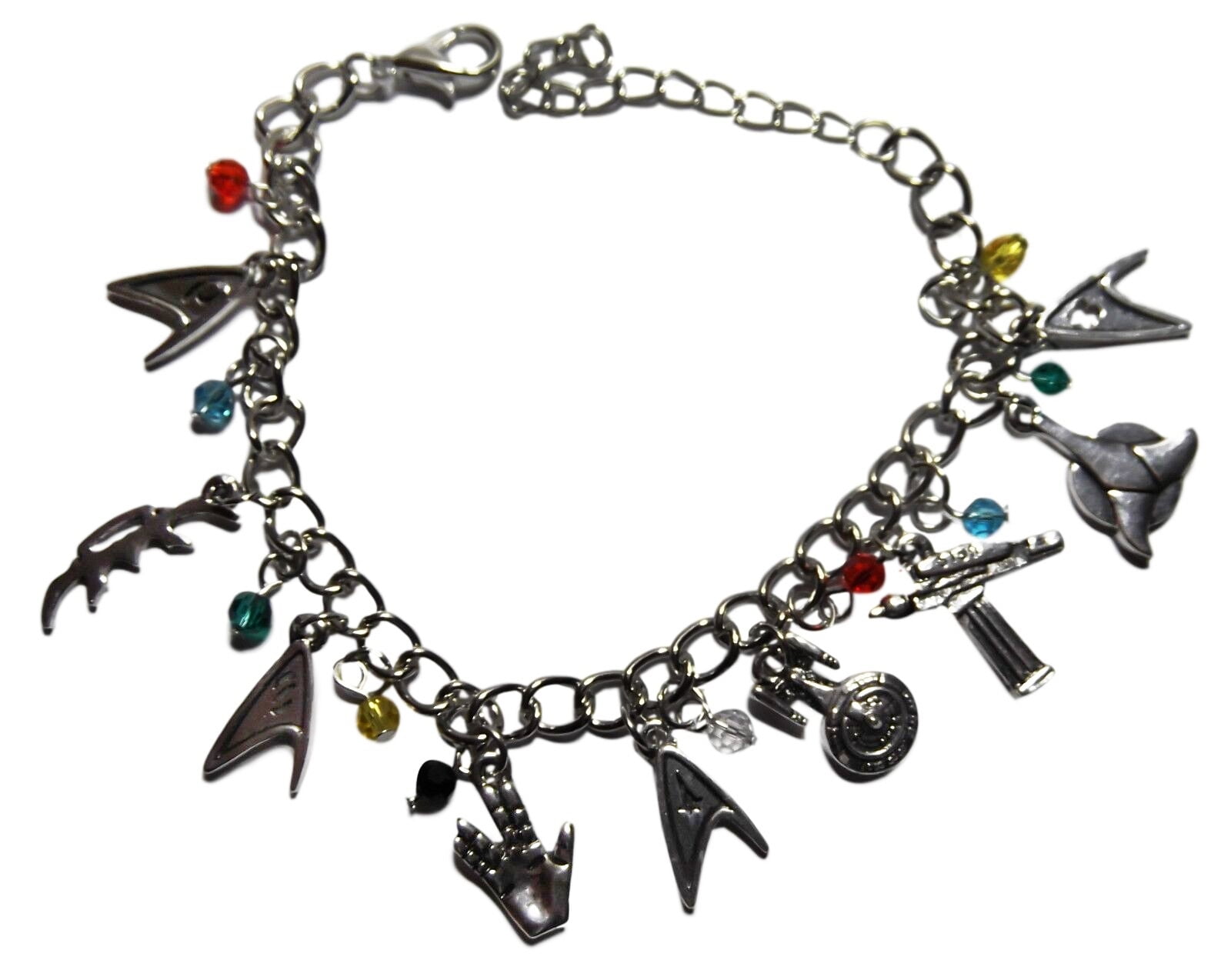 Star Trek 9 Theme Charms Silvertone Metal Charm Bracelet W Plastic ...