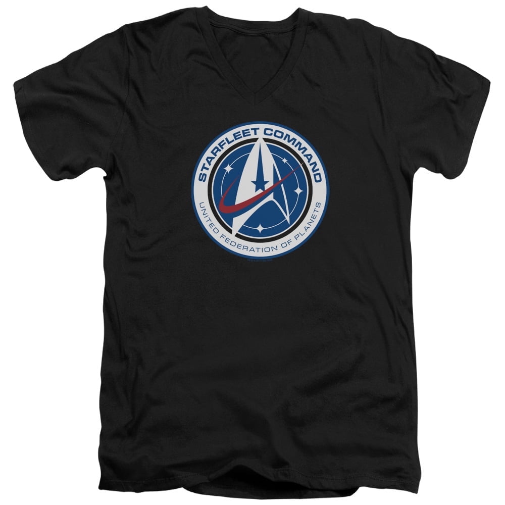 Star Trek Discovery Starfleet Command Adult V-Neck 30/1 T-Shirt Black ...