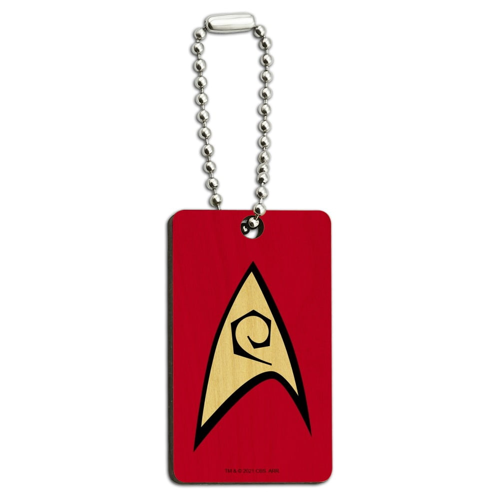 Star Trek Engineering Shield Wood Wooden Rectangle Keychain Key Ring ...