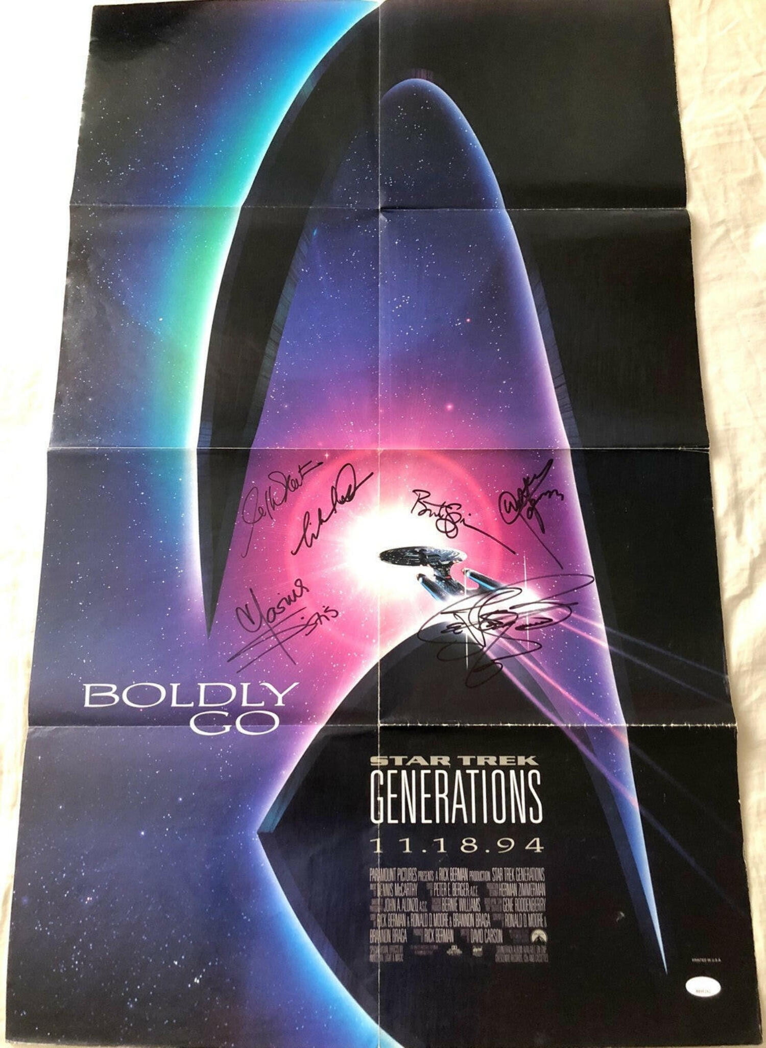 Star Trek Generations cast autographed movie poster LeVar Burton ...