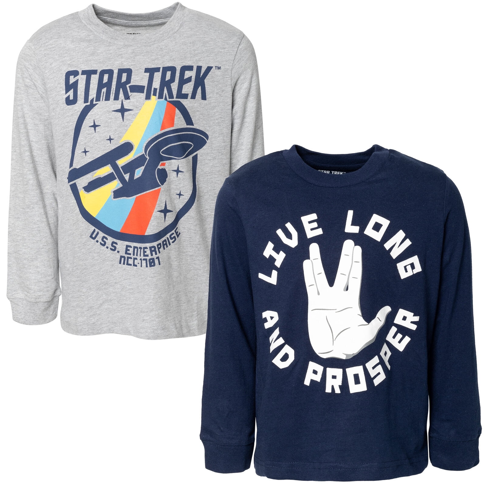 Star Trek Little Boys 2 Pack Long Sleeve T-Shirts Little Kid to Big Kid ...