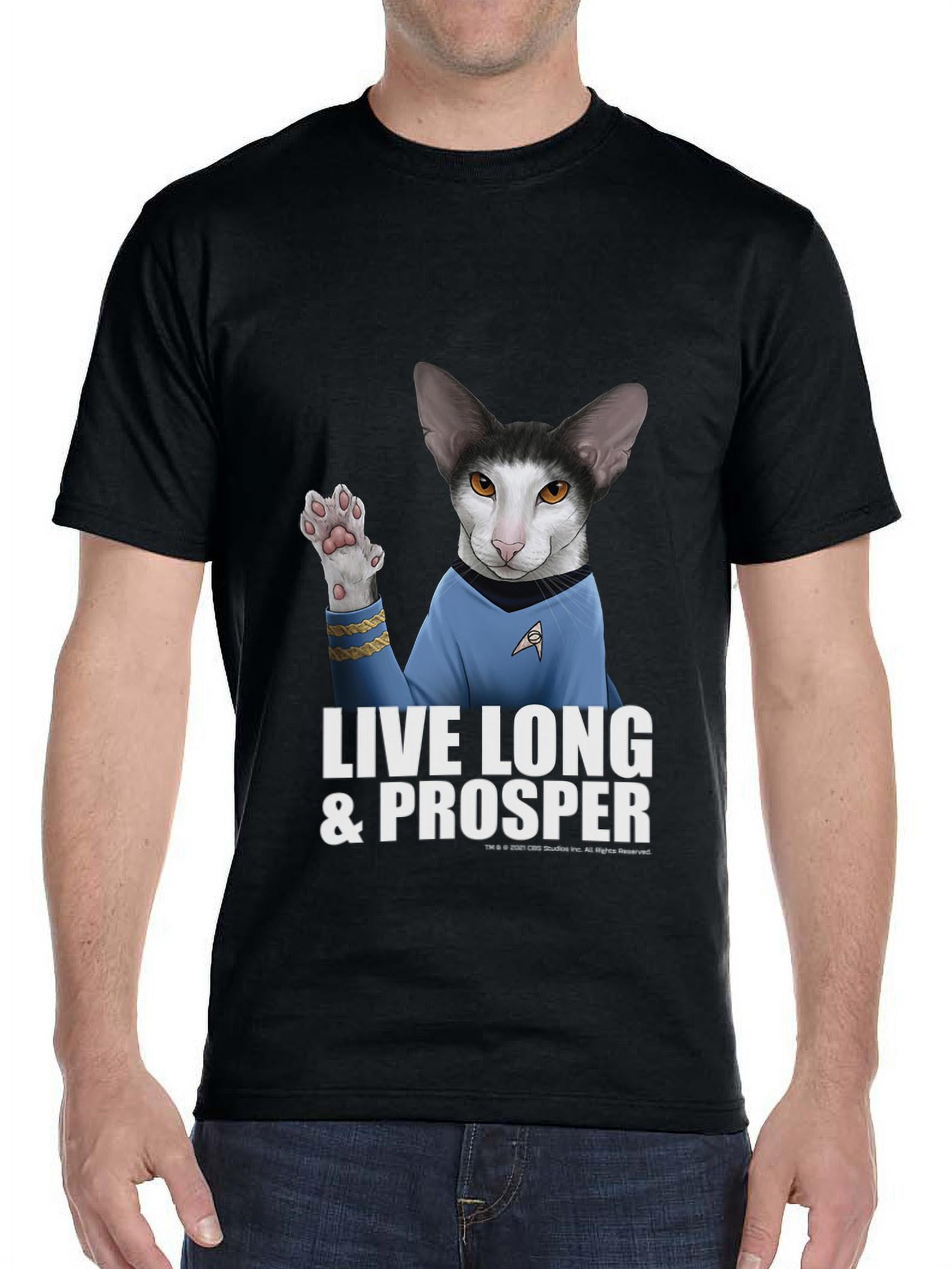 Star Trek Mens' Spock Cat Live Long And Prosper Crewneck T-Shirt ...