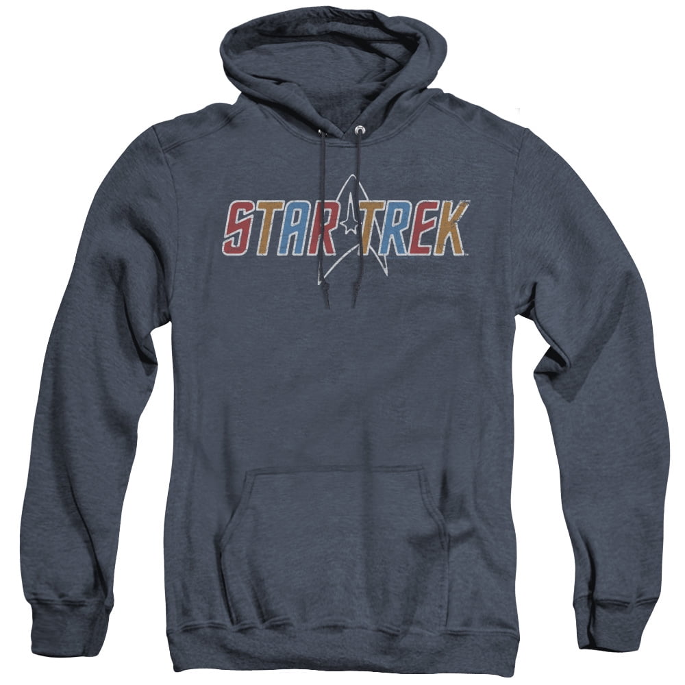 Star Trek Multi Colored Logo Adult Heather Hoodie Sweatshirt Navy ...