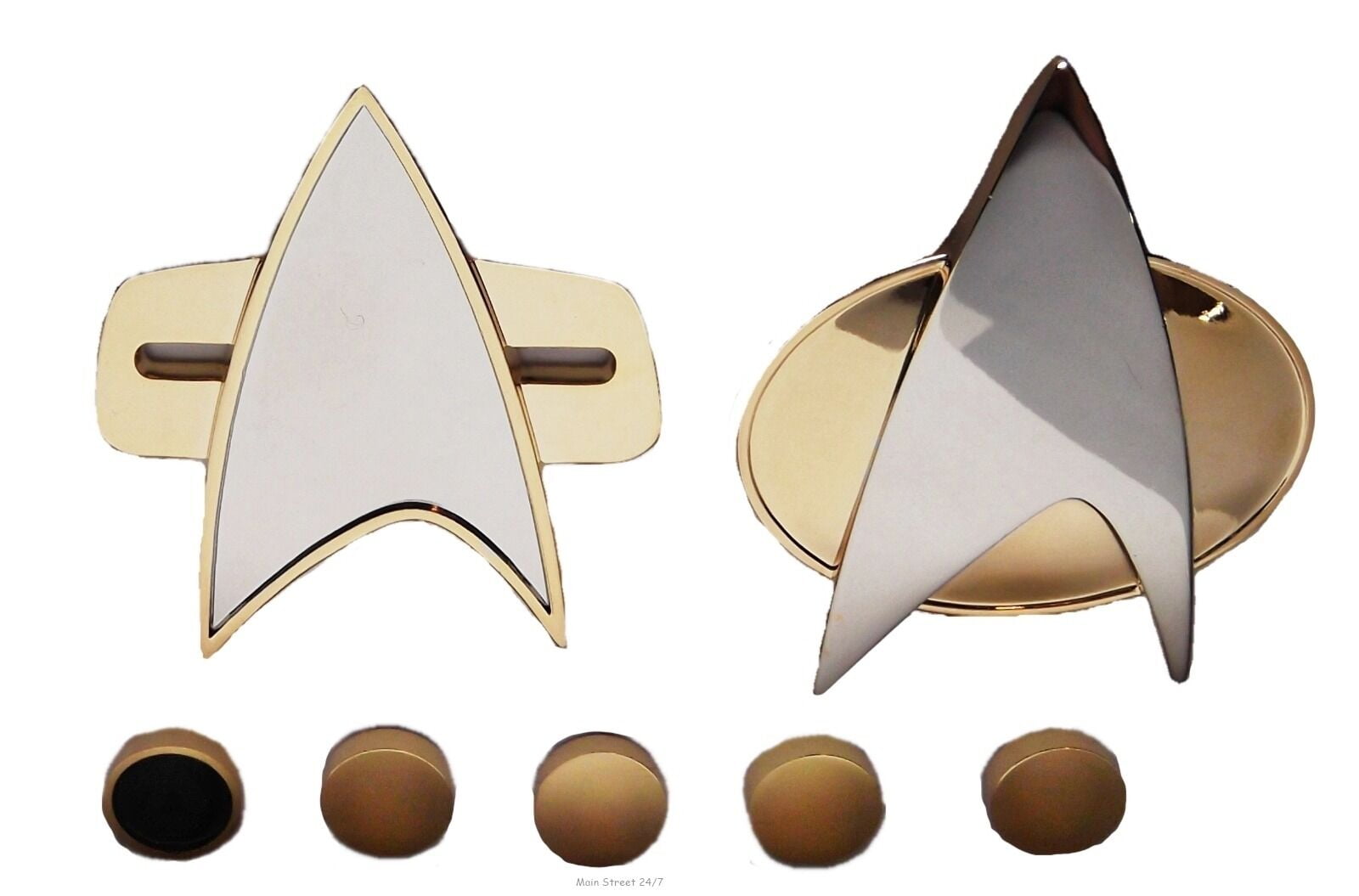 Star Trek Next Generation & Voyager COMMUNICATOR Pin & RANK Pip 7 Piece ...