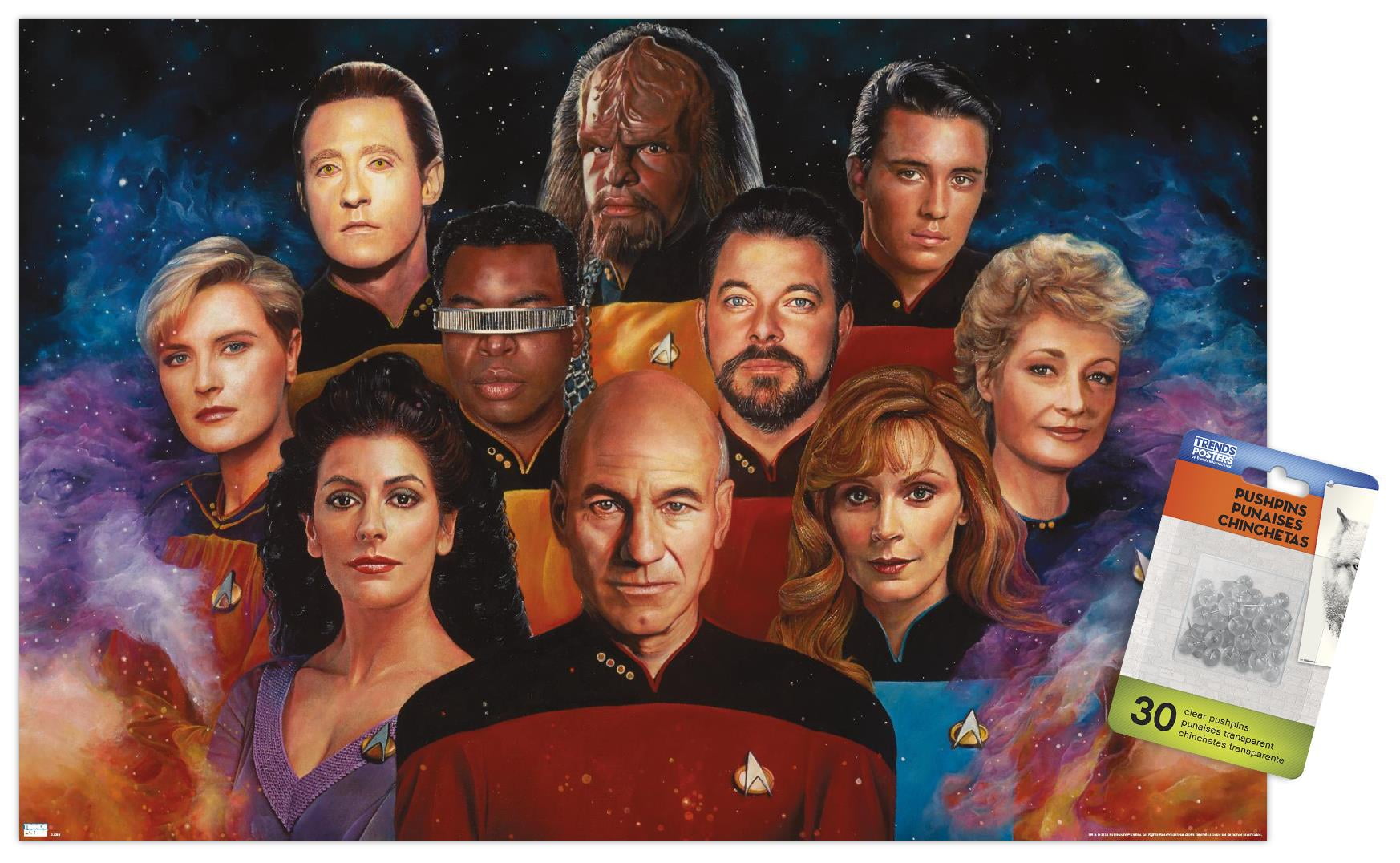 Star Trek: The Next Generation - Nicky Barkla Illustration Wall Poster with Push Pins, 14.725" x ...
