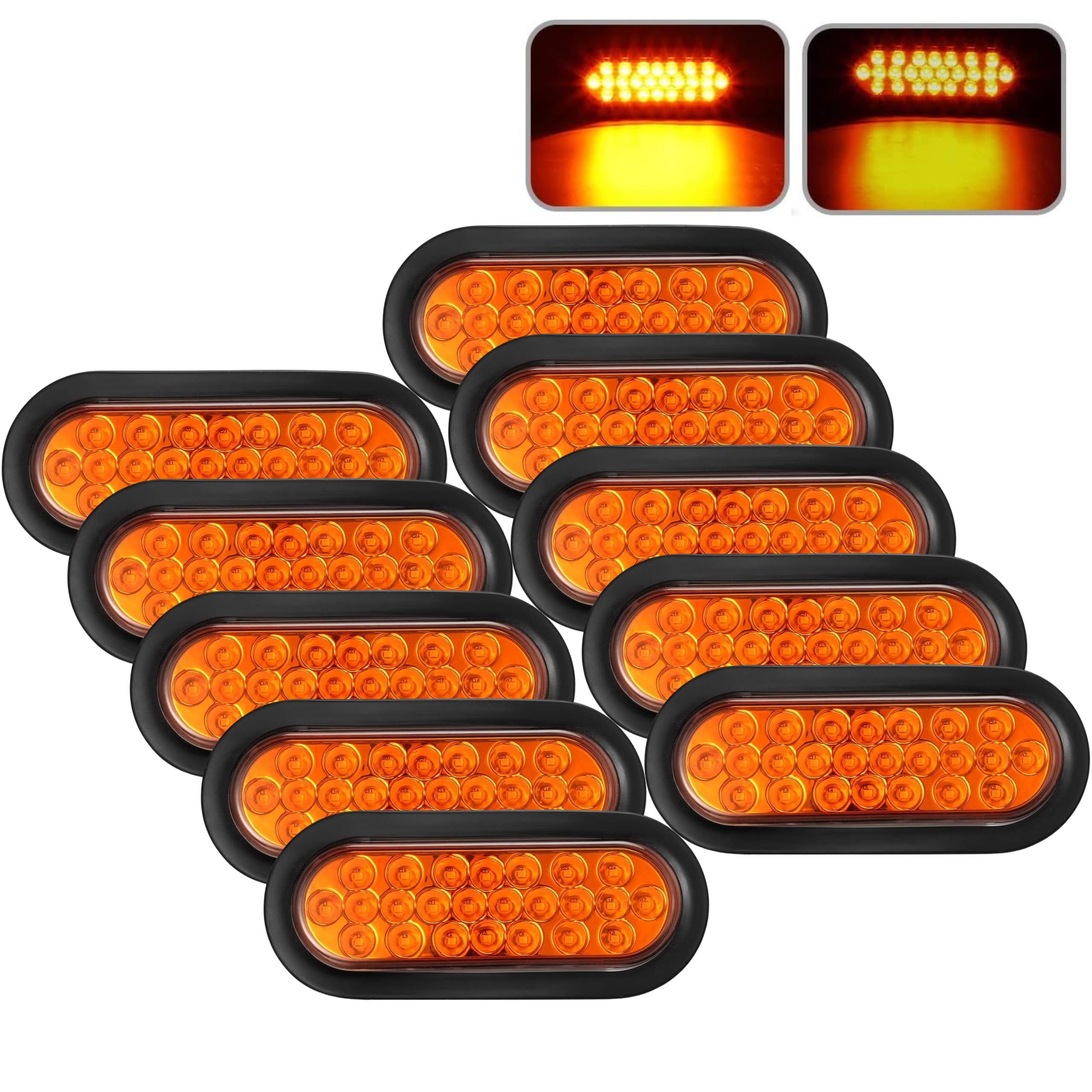 All Star Truck Parts] 6" Inch Amber Oval 24 LED Mid Turn Tail Signal ...