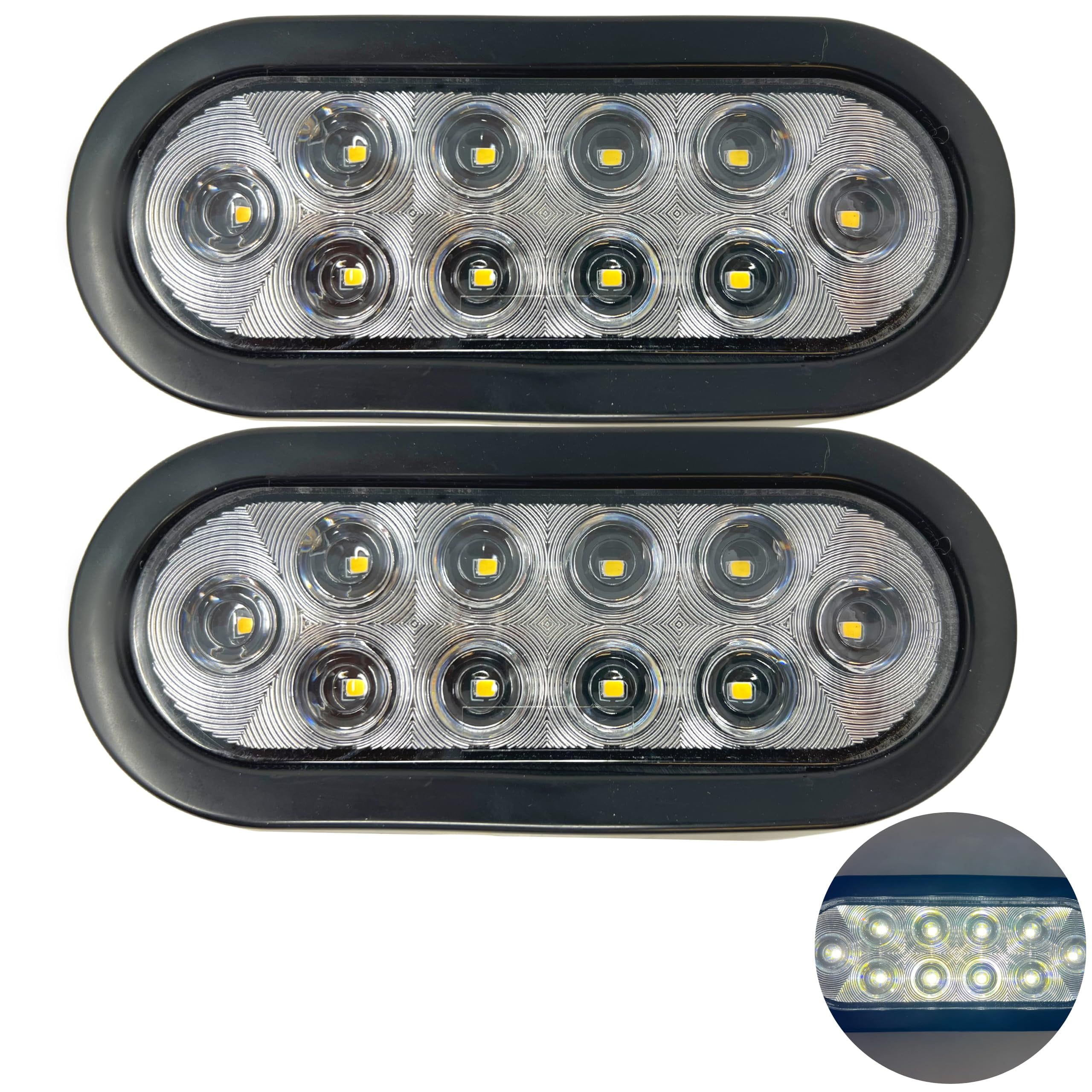 All Star Truck Parts MMF7 2X White 6" Oval Stop Turn Tail Light Kit DOT ...