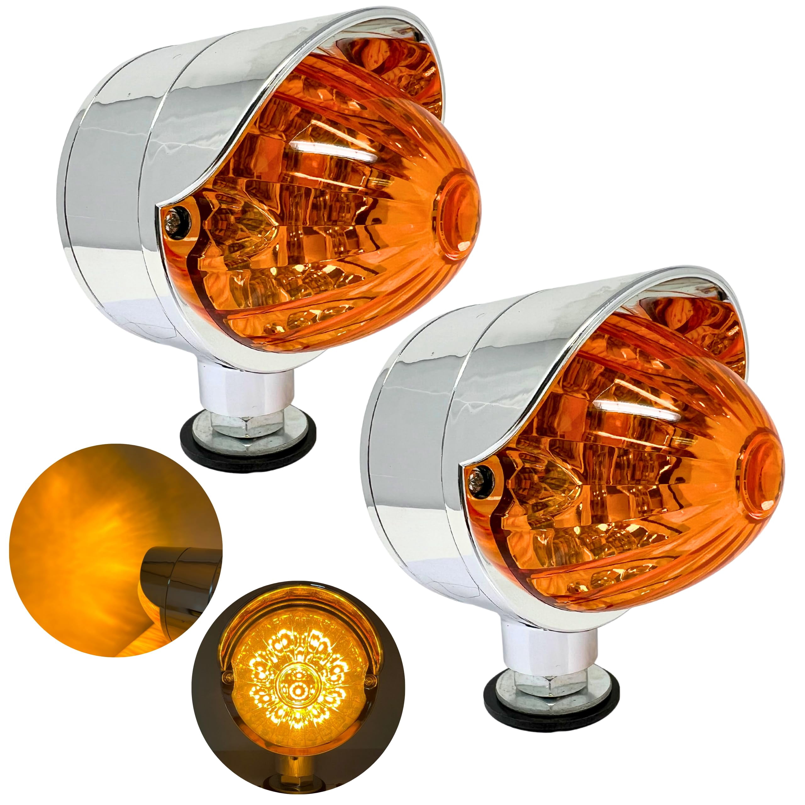All Star Truck Parts SSF20 2X 18 LED Amber Chrome Single Face Auxiliary ...