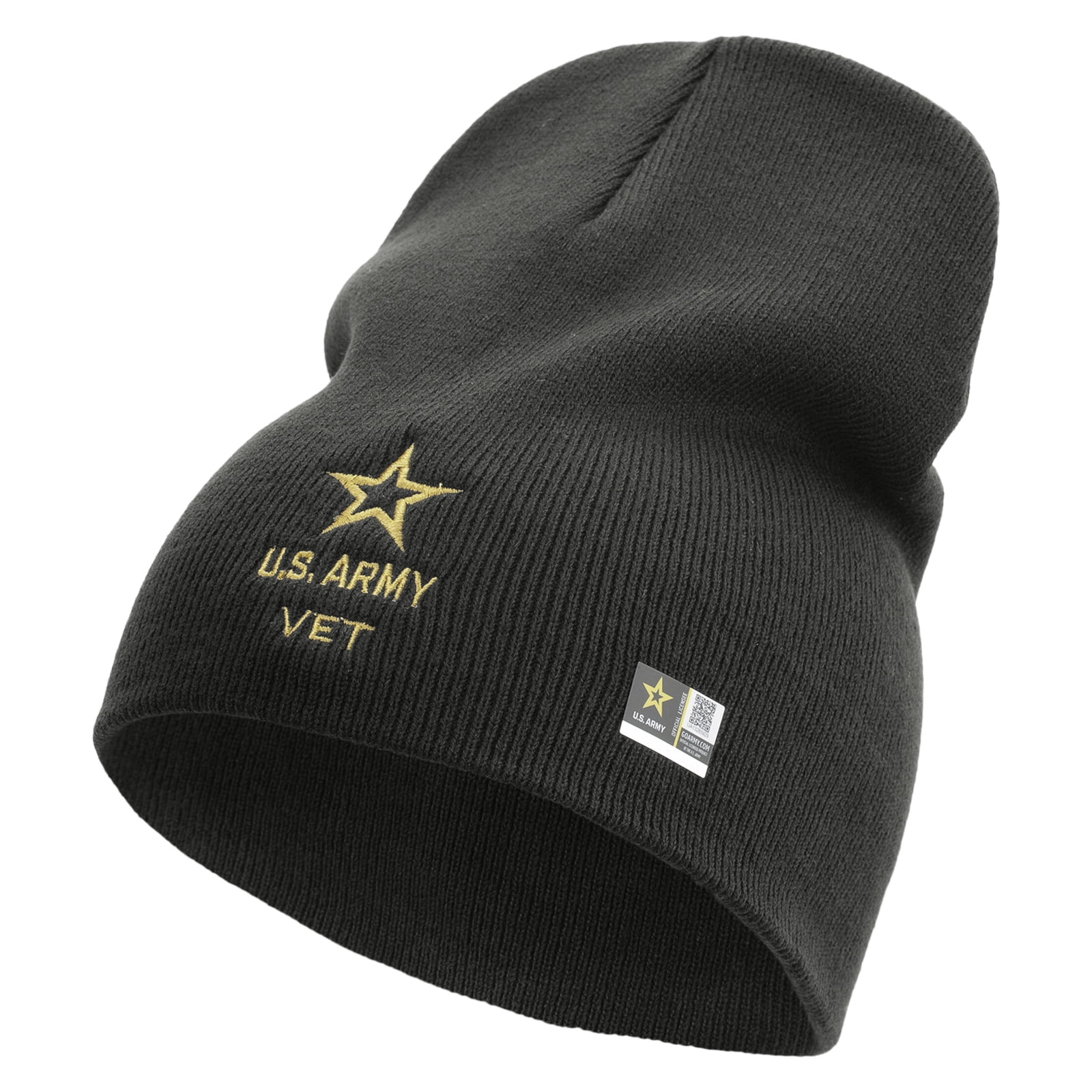 Star US Army Veteran Military Embroidered 8 Inch Solid Knit Short ...