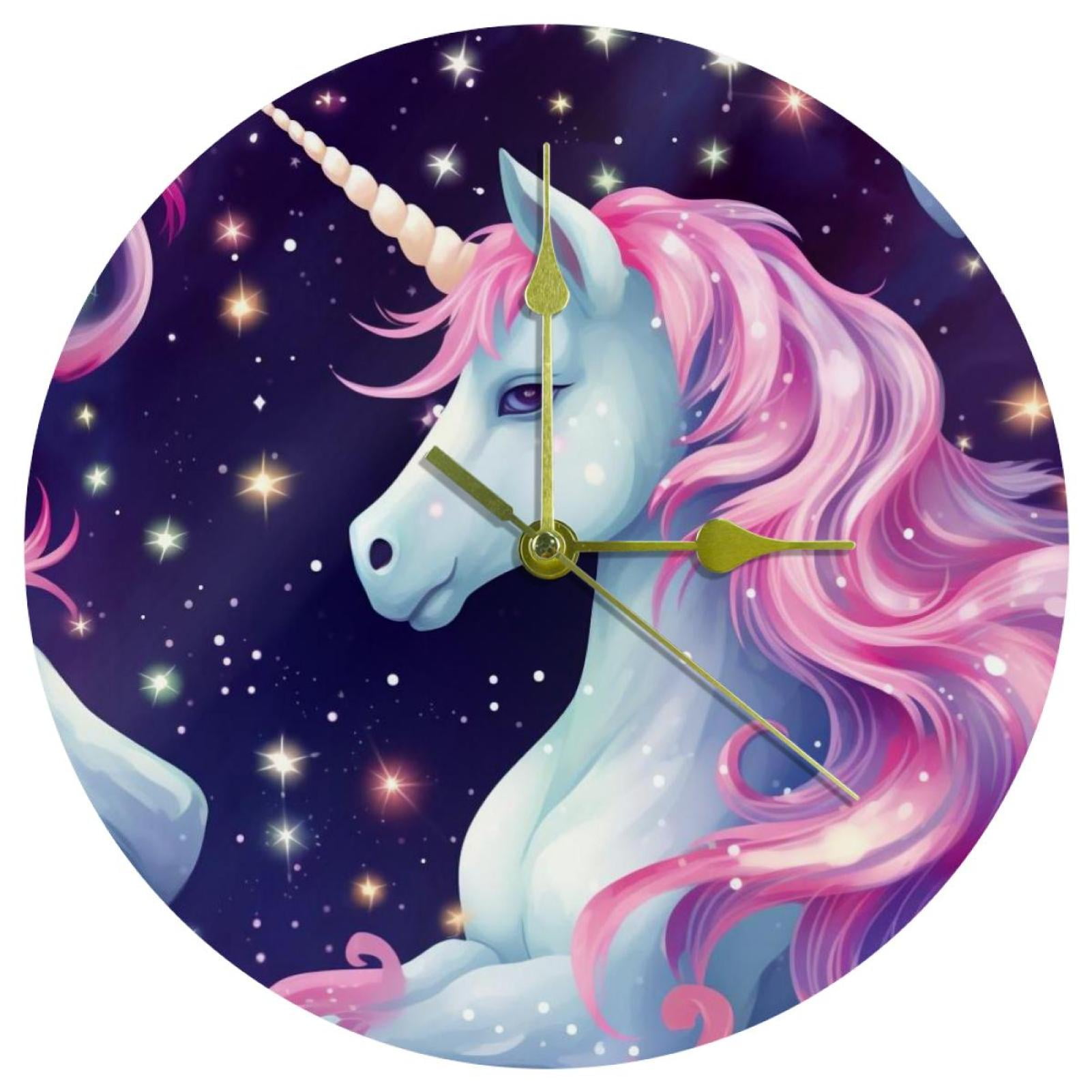 Star Unicorns Circular Acrylic Wall Clock - Elegant Timepiece for Home ...