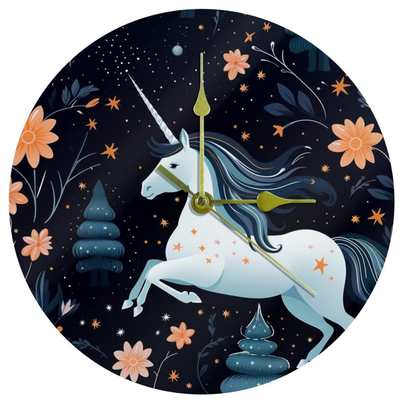 Star Unicorns Circular Acrylic Wall Clock - Stylish Timepiece for Home ...